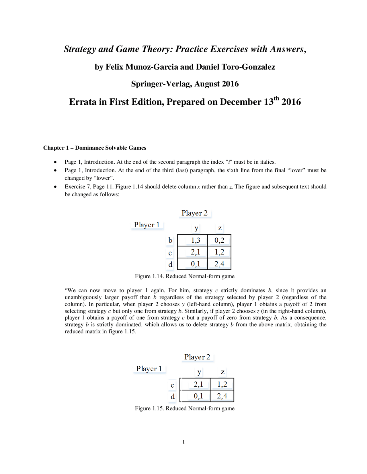 Strategy And Game Theorypractice Excercises With Answers Docsity