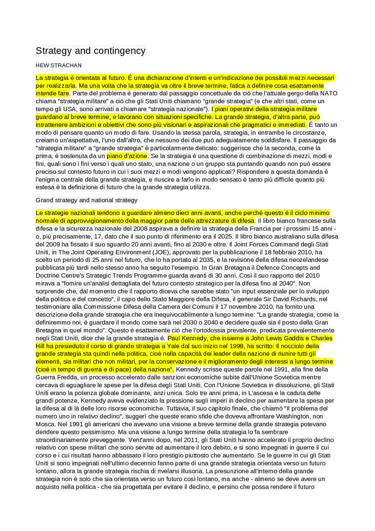 Studi Strategici Hew Strachan - Docsity