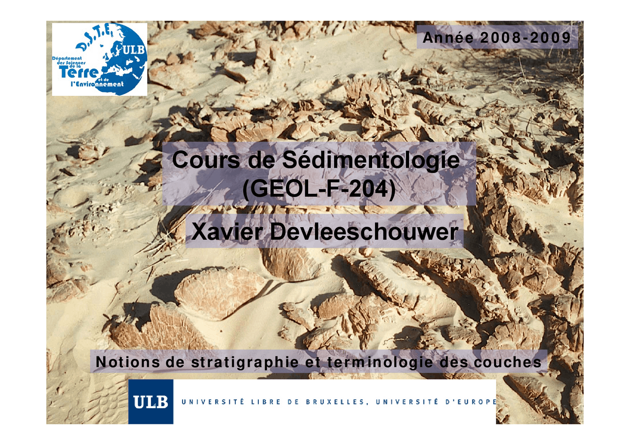 Notion de stratigraphie et terminologie - Docsity