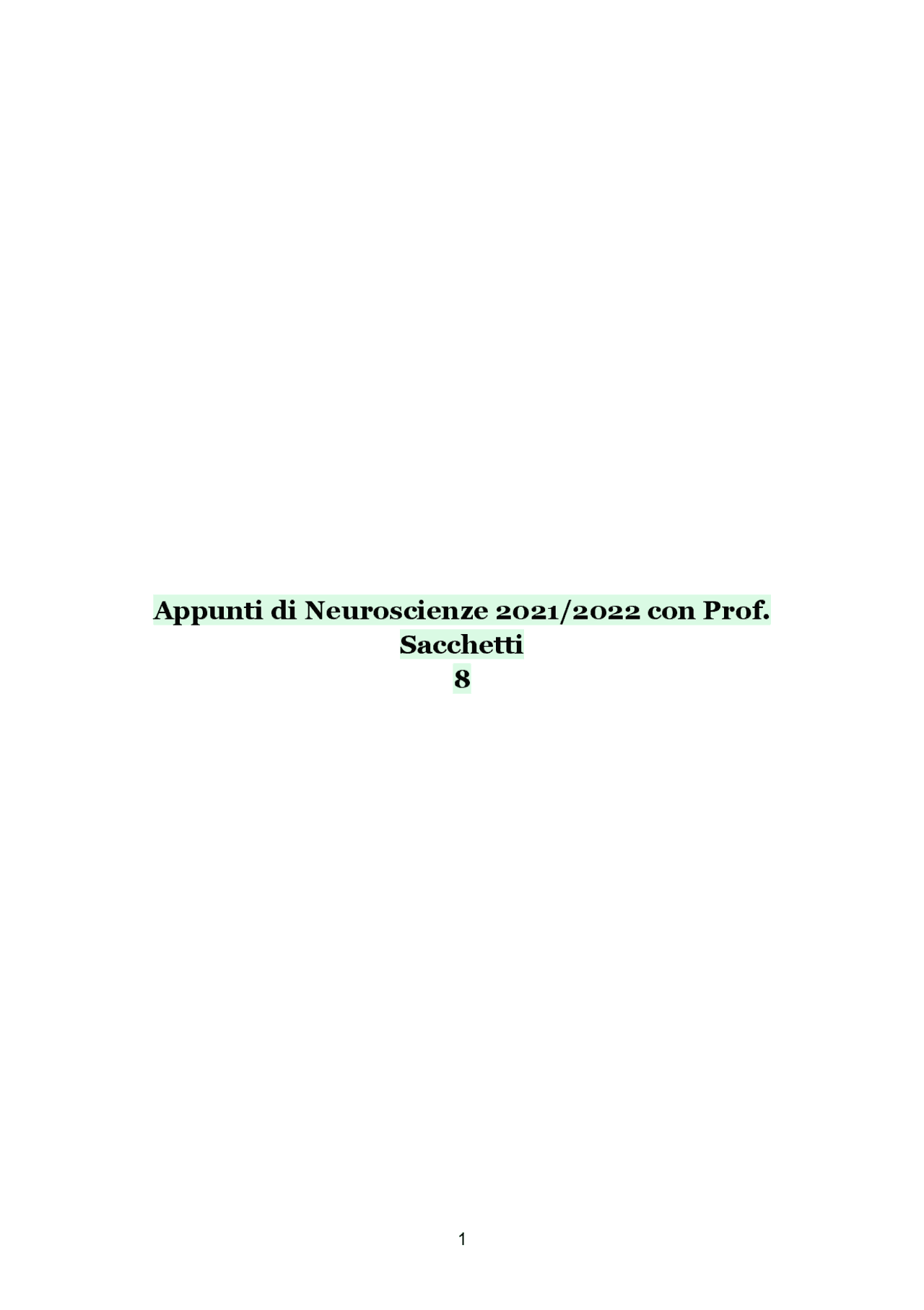 Appunti Neuroscienze 8 Docsity