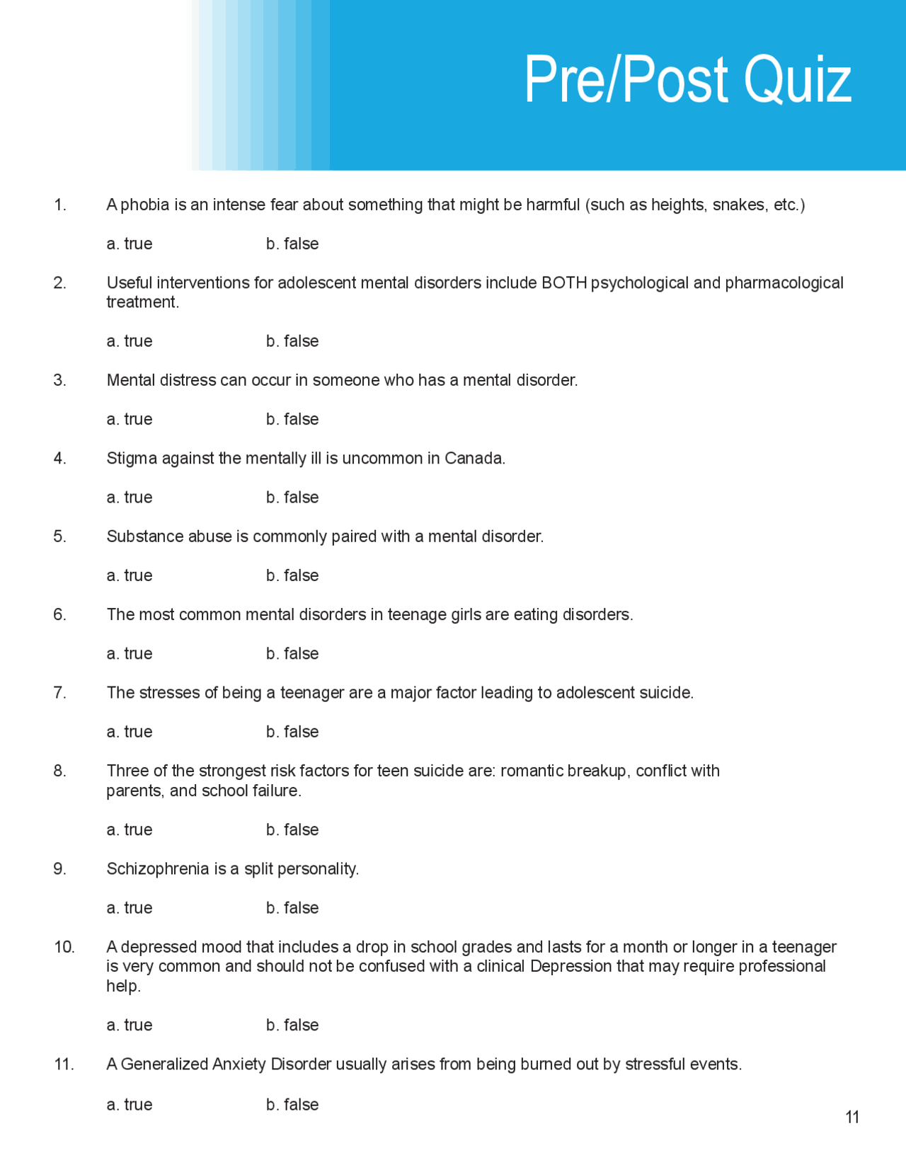 Pre/Post Quiz - Docsity