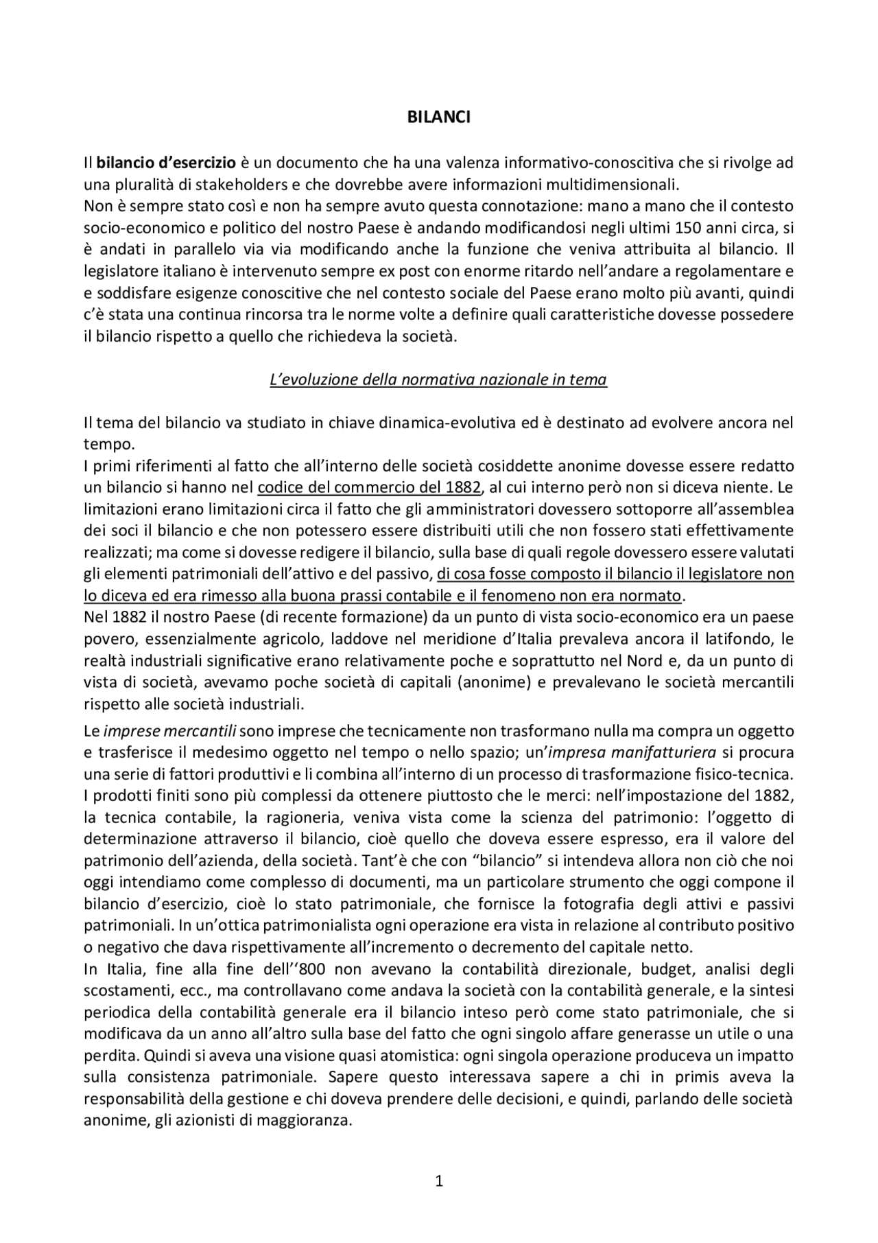 Sbobine Lezioni Di Bilanci Docsity