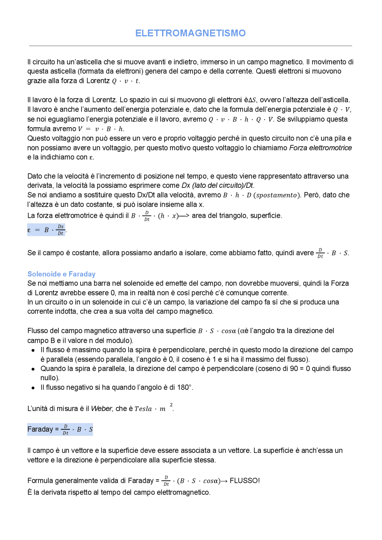 Fisica: Elettromagnetismo | Appunti di Fisica | Docsity