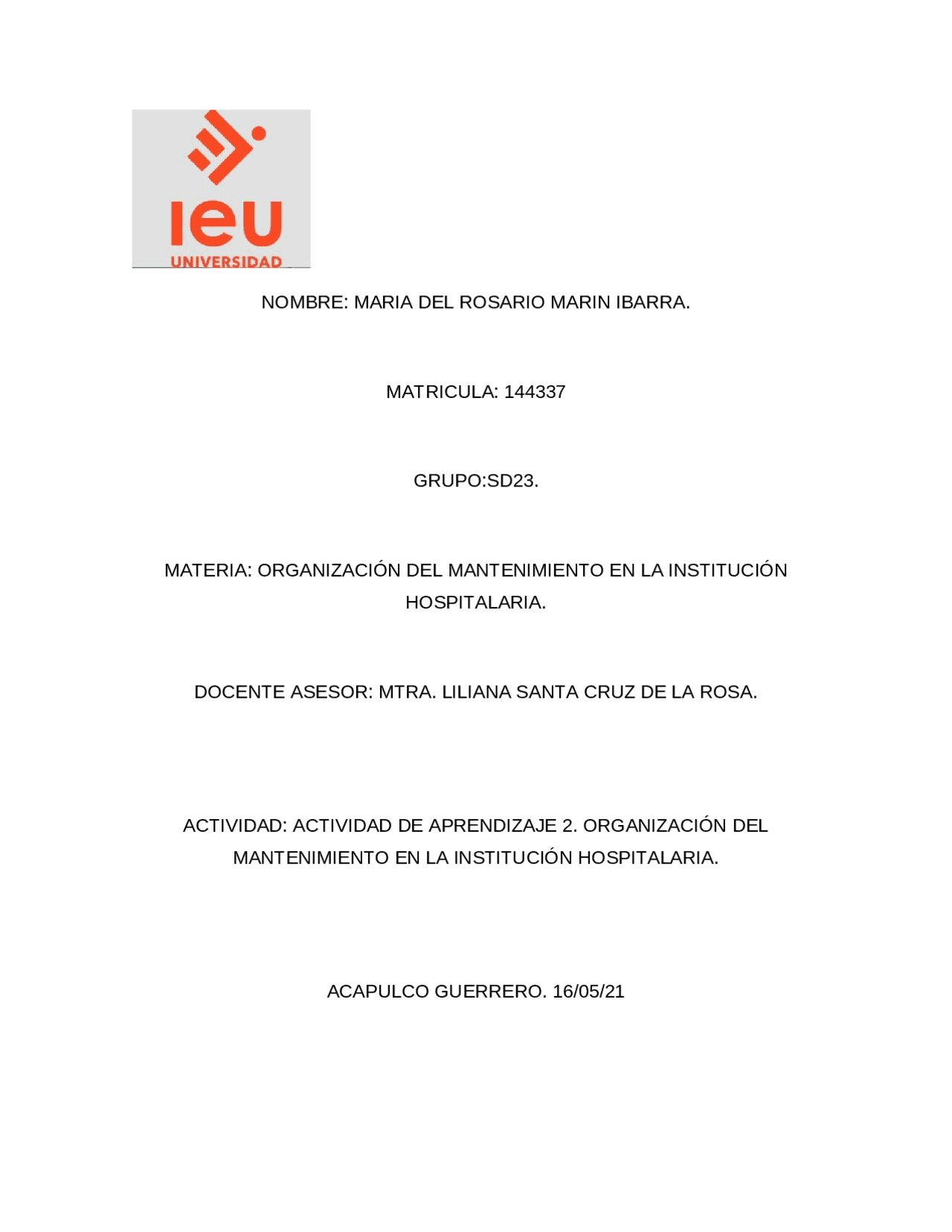 Trabajo de la universidad ieu - Docsity
