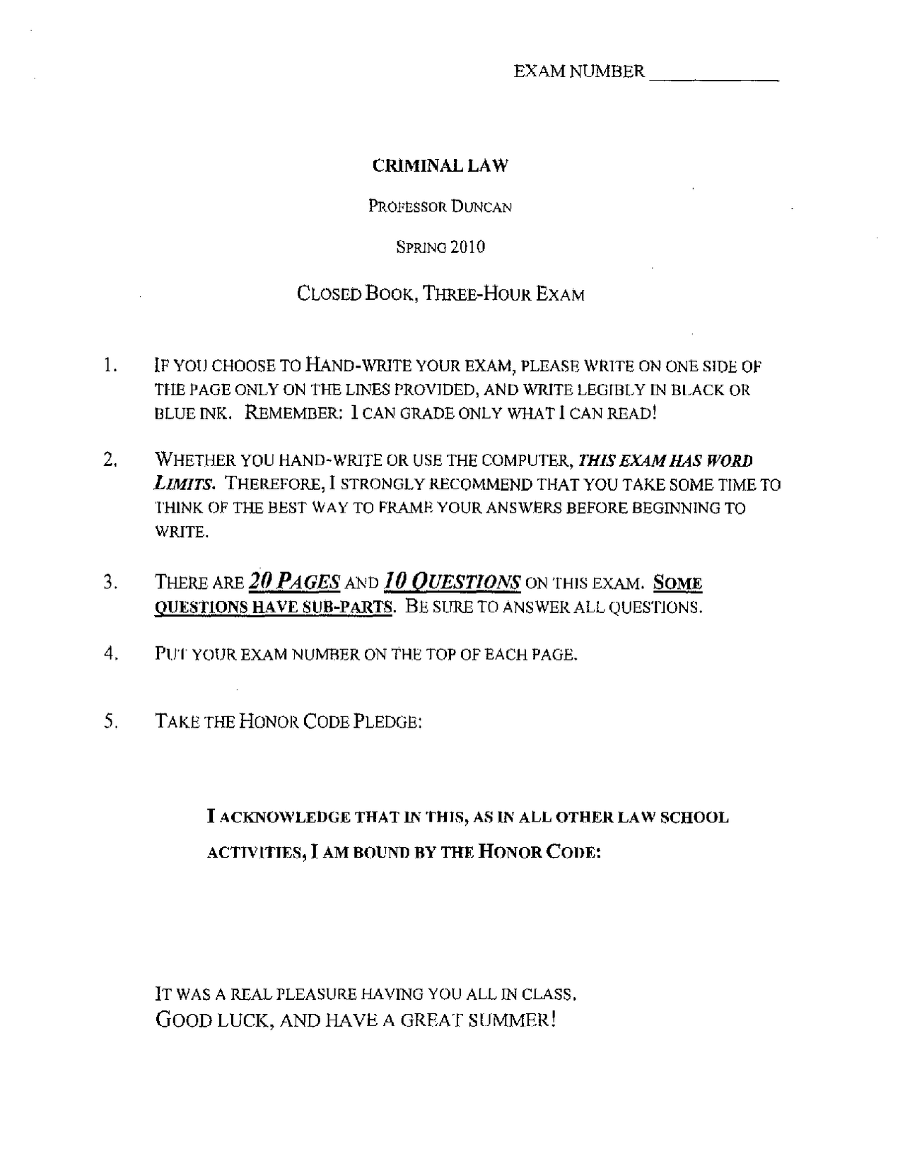 Questions For Practice Exam Criminal Law Prof Duncan Docsity