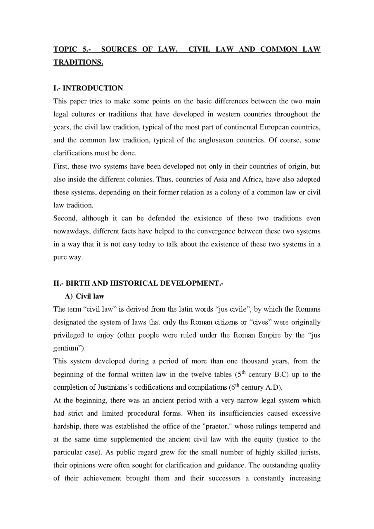 Tema 4- General explanation of civil and common law - Docsity