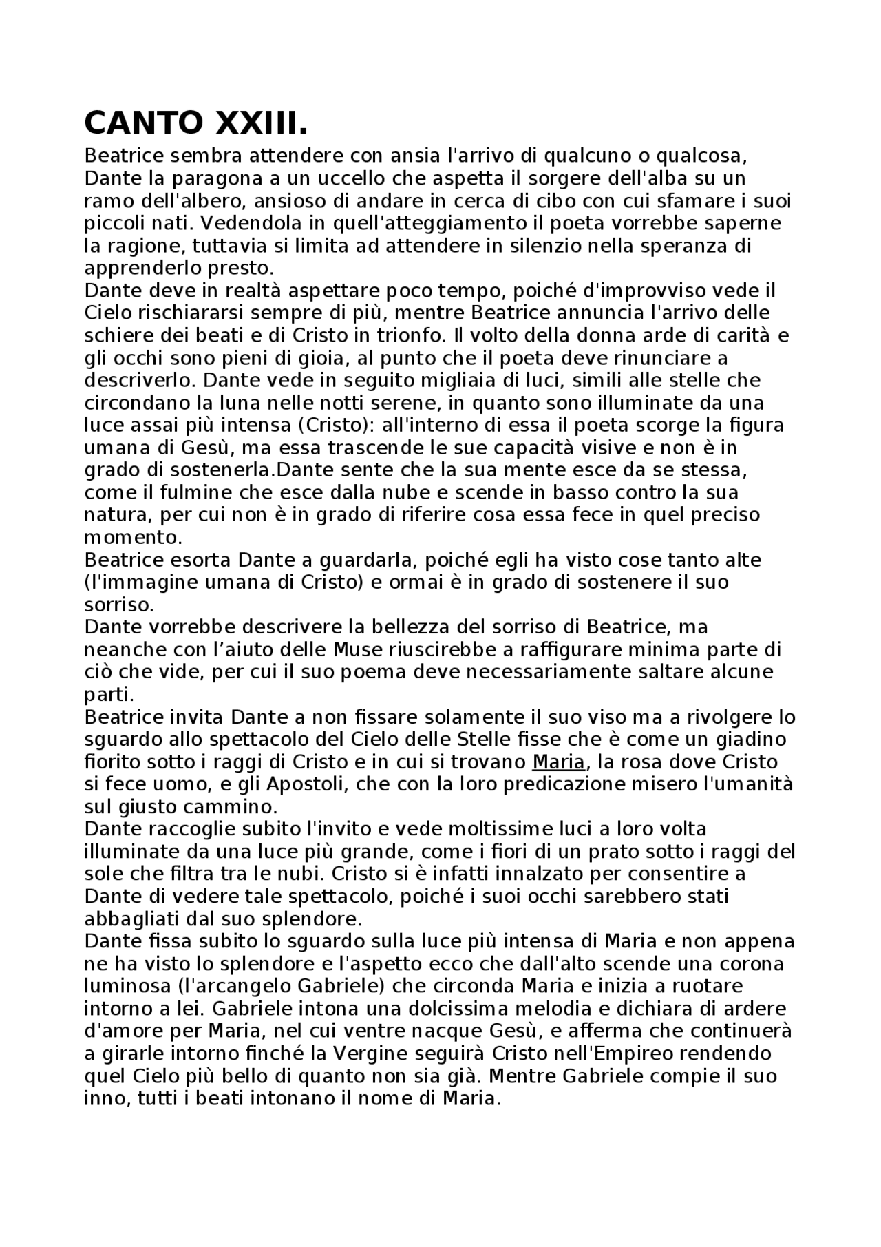 Canto Xxiii Paradiso Divina Commedia Docsity