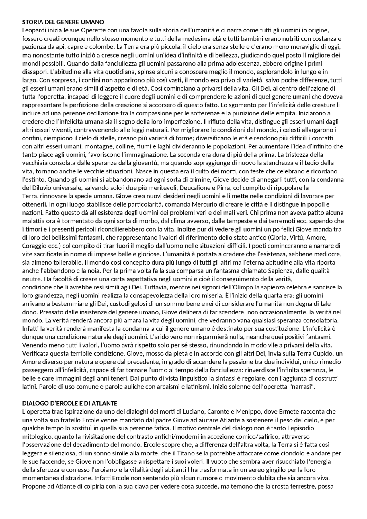Riassunto Delle Operette Morali Di Leopardi Docsity