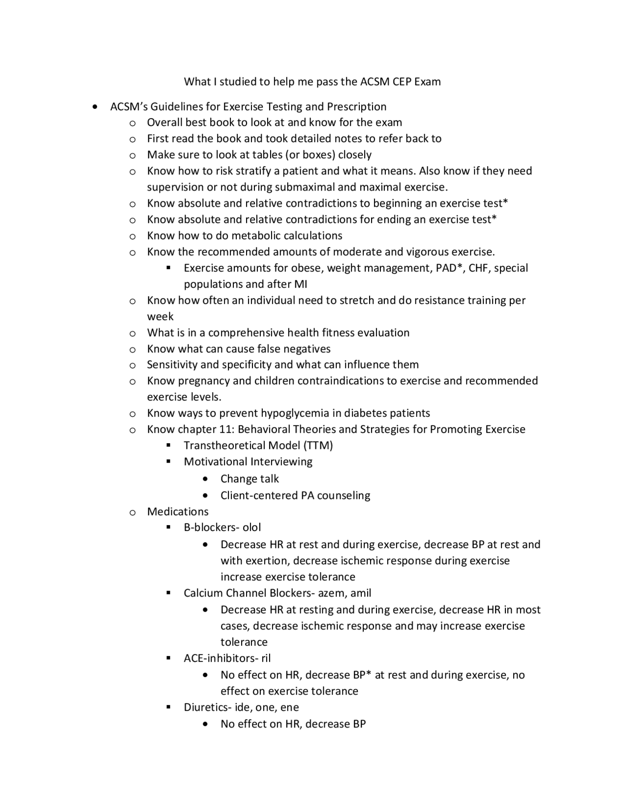 ACSM CEP Exam - Docsity