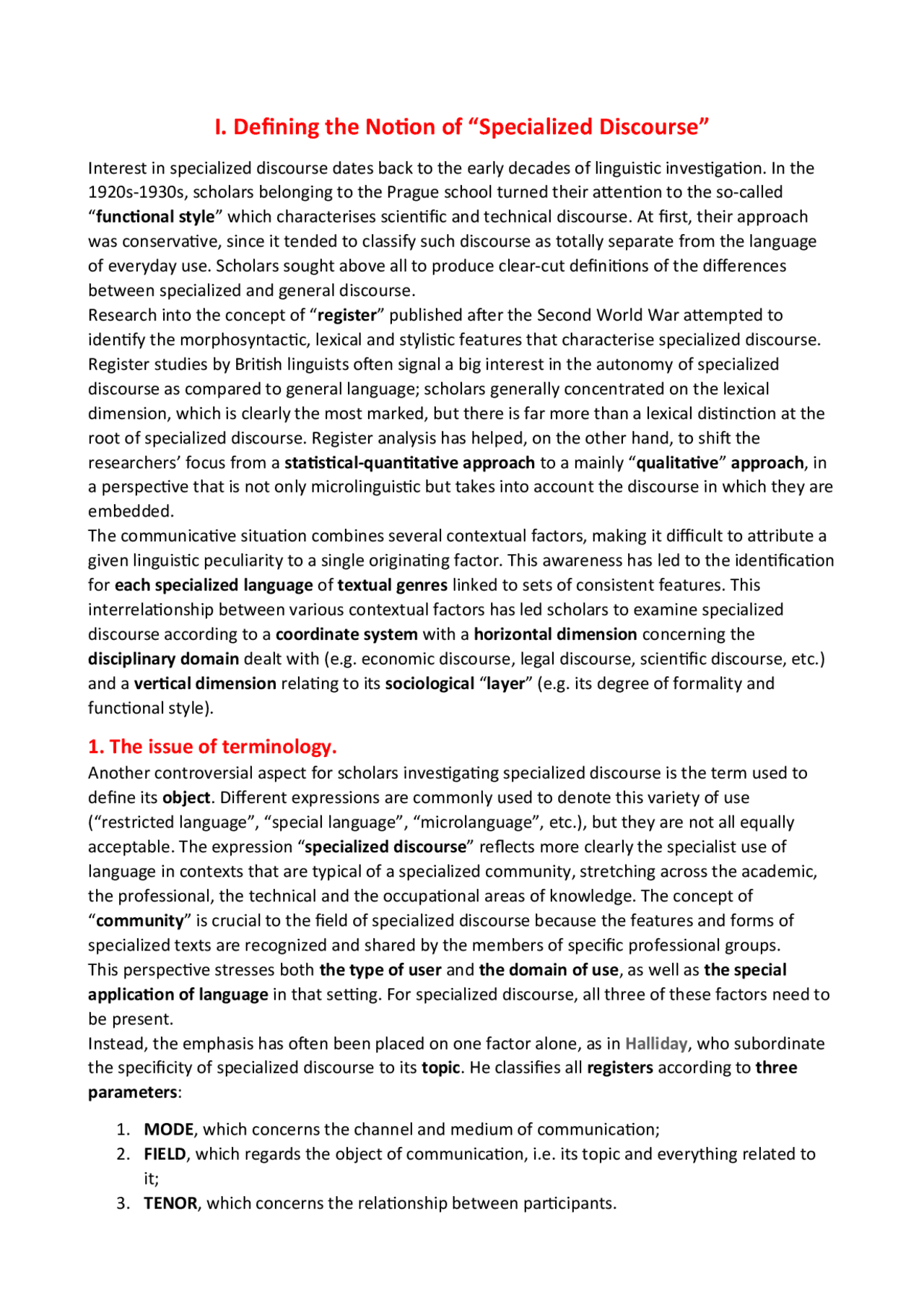Specialized Discourse Docsity