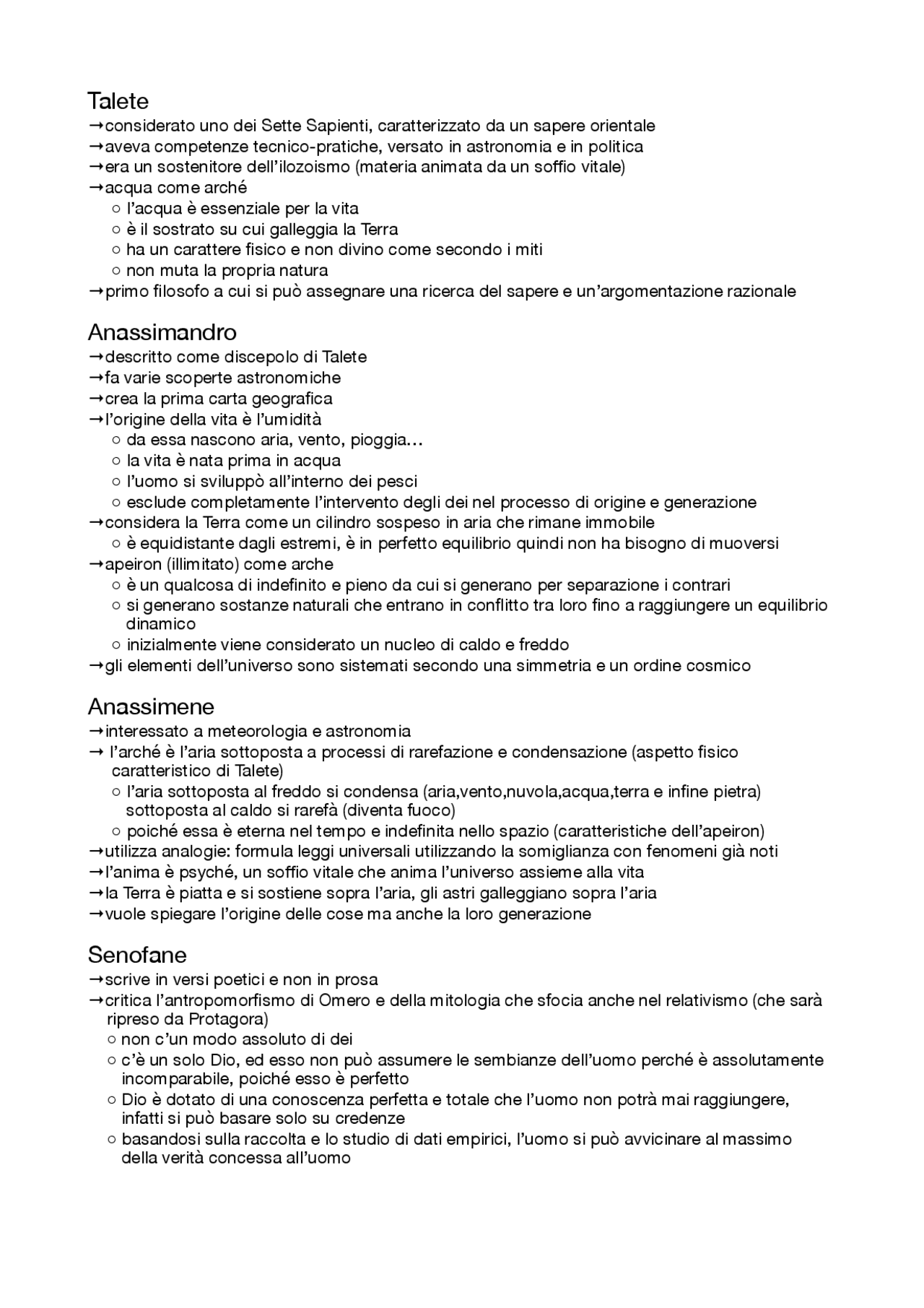 Riassunto Presocratici Docsity