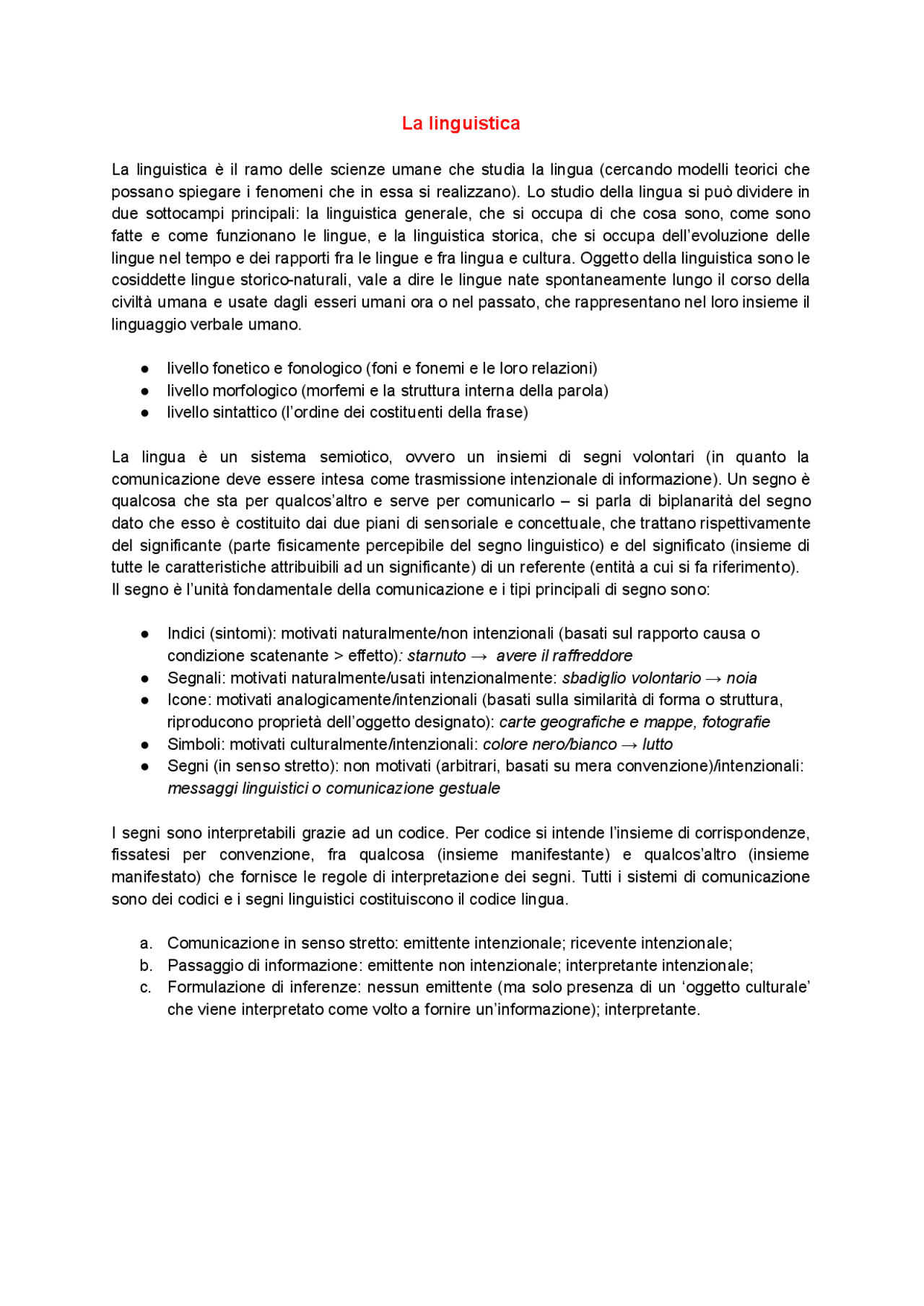 La Linguistica Un Corso Introduttivo Riassunto Capitolo 1 Docsity