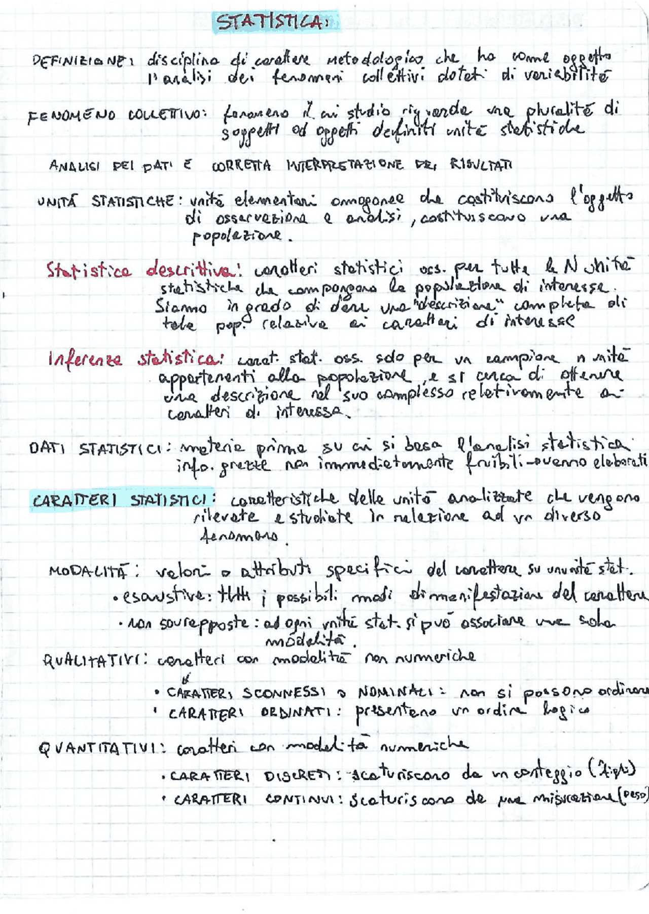 Statistica Descrittiva E Inferenza Statistica Dispense Di Statistica
