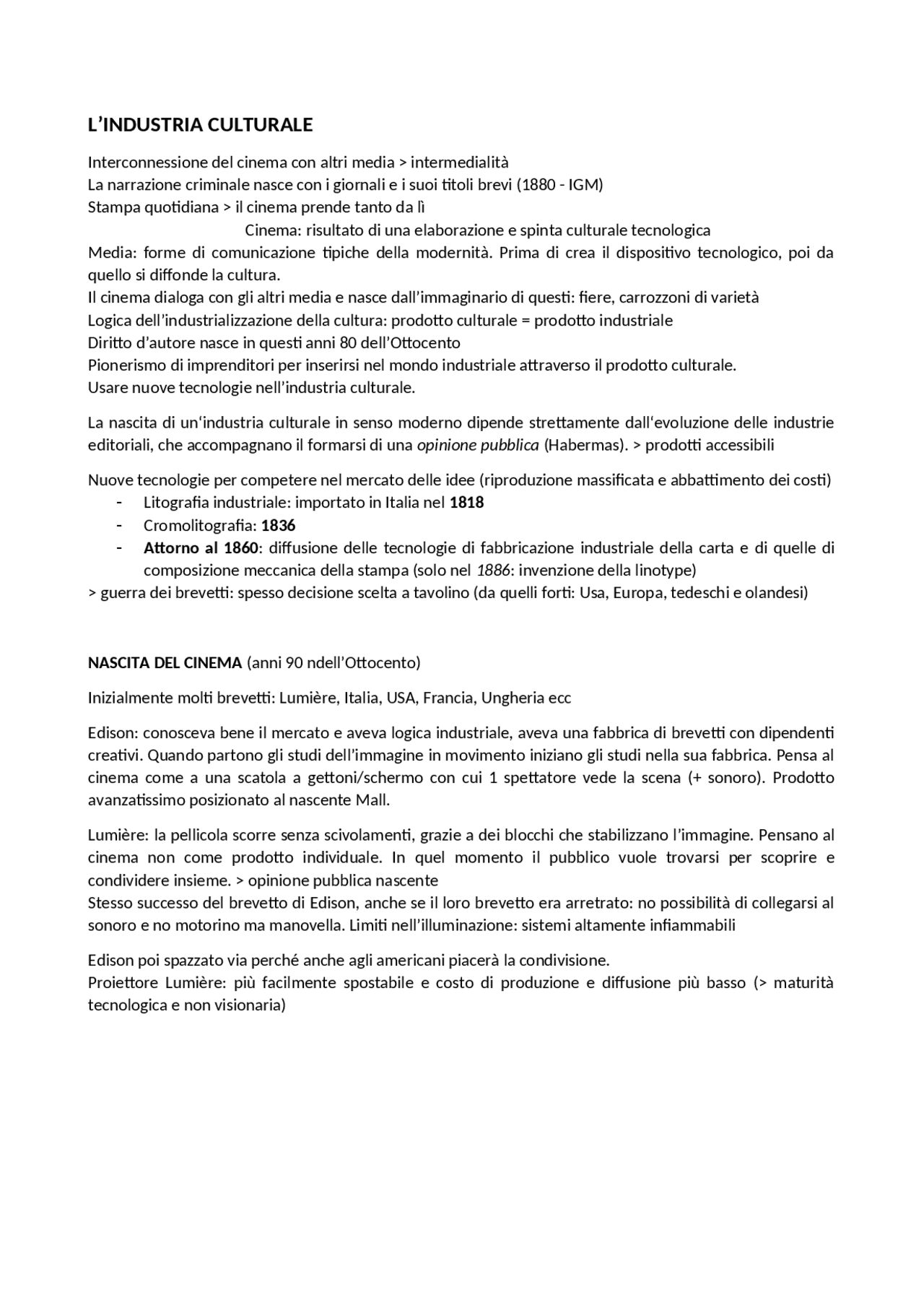 Appunti Storia Del Cinema I Semestre Docsity