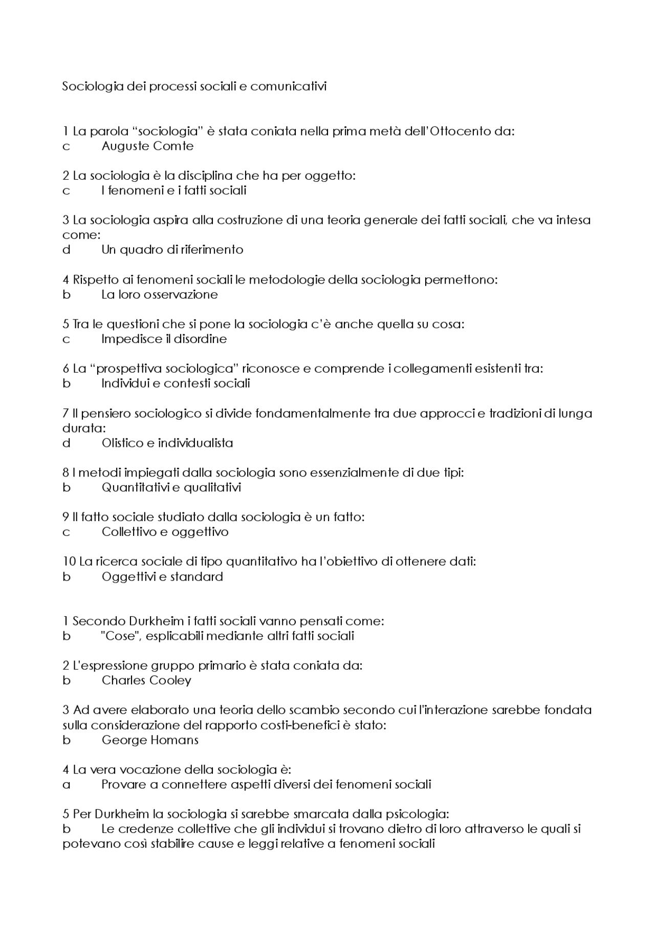 Sociologia Dei Processi Sociali E Comunicativi Docsity