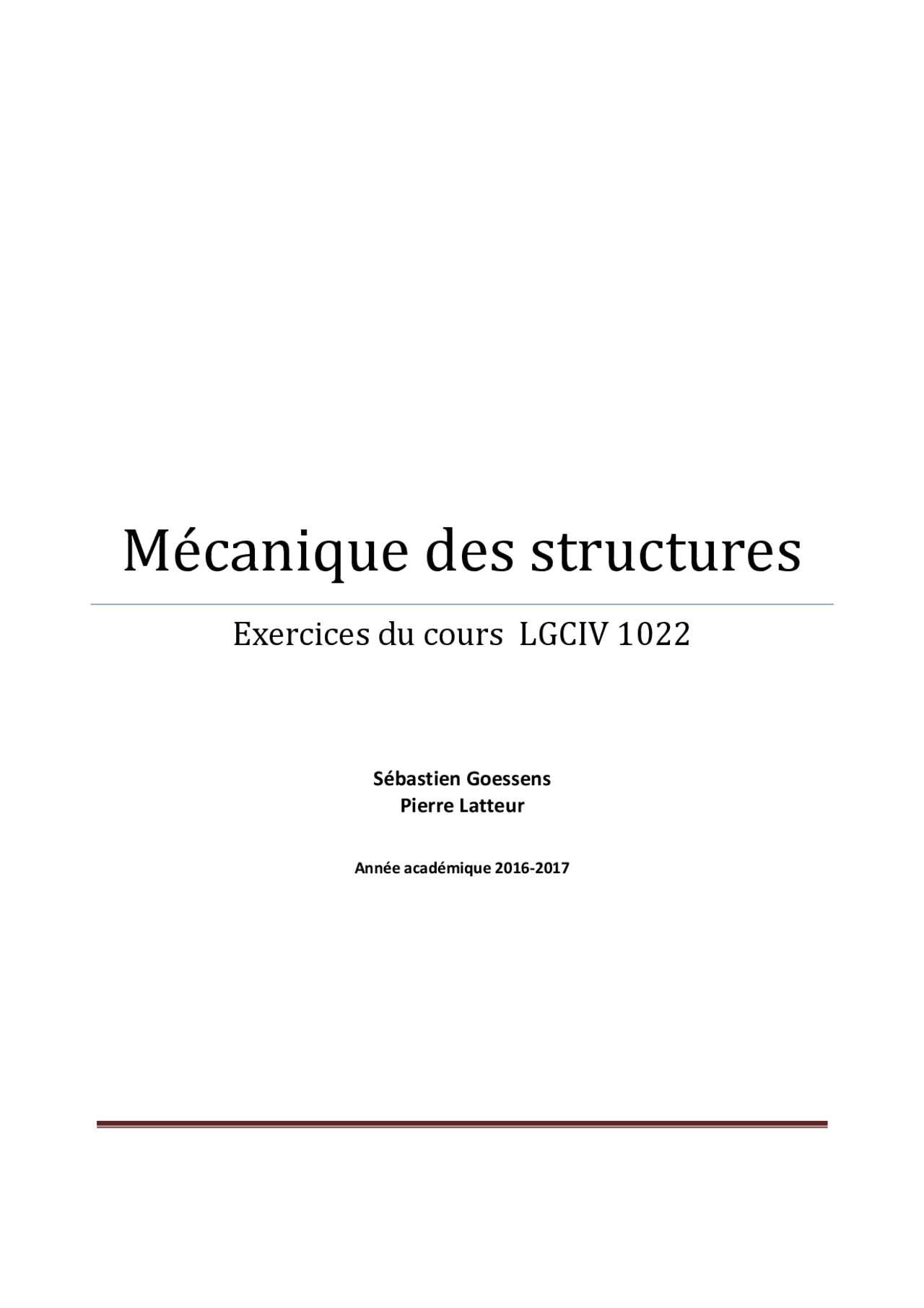 Mécanique des structures - Exercices du cours | Exercices Génie ...