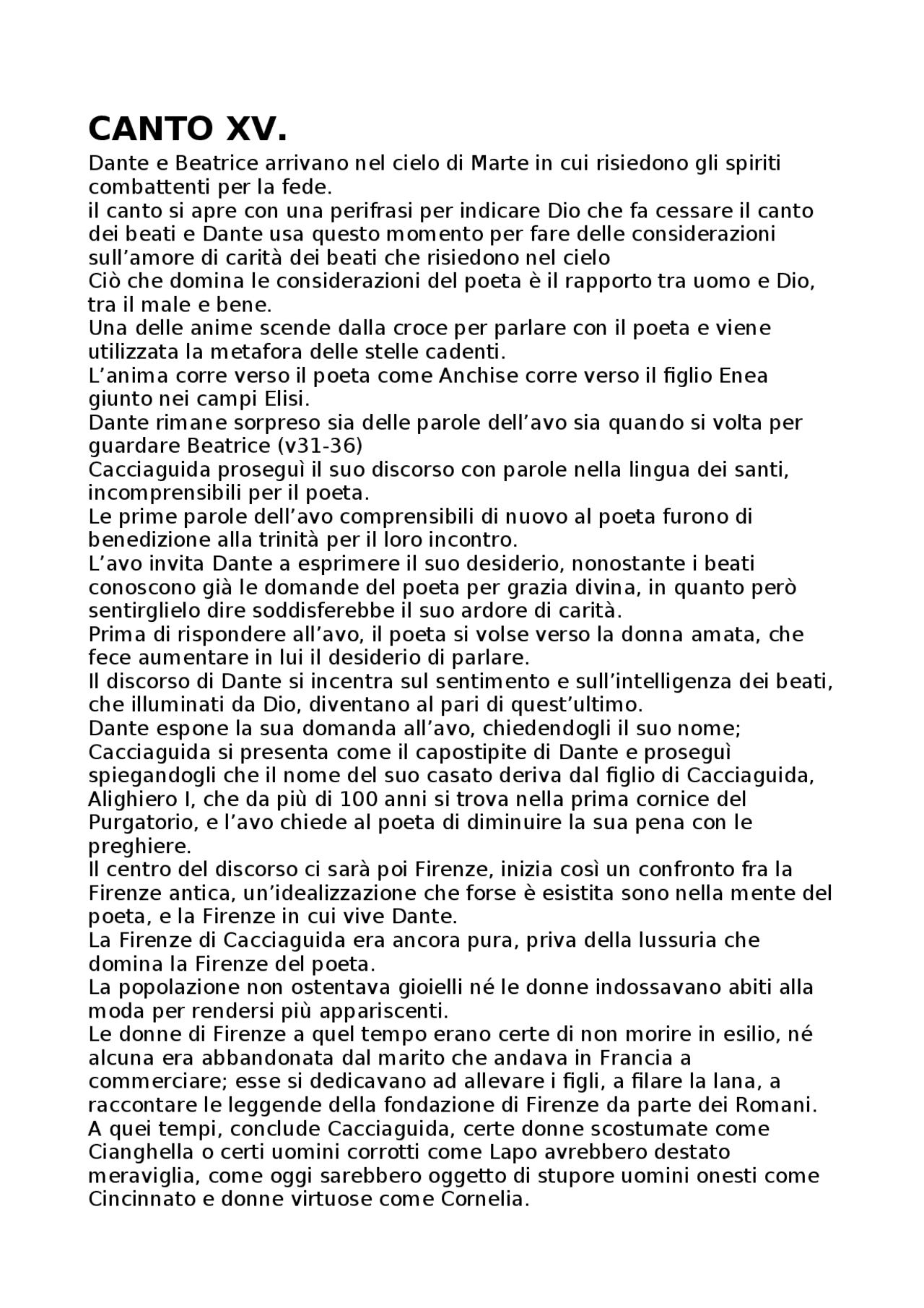 Canto Xv Paradiso Divina Commedia Docsity
