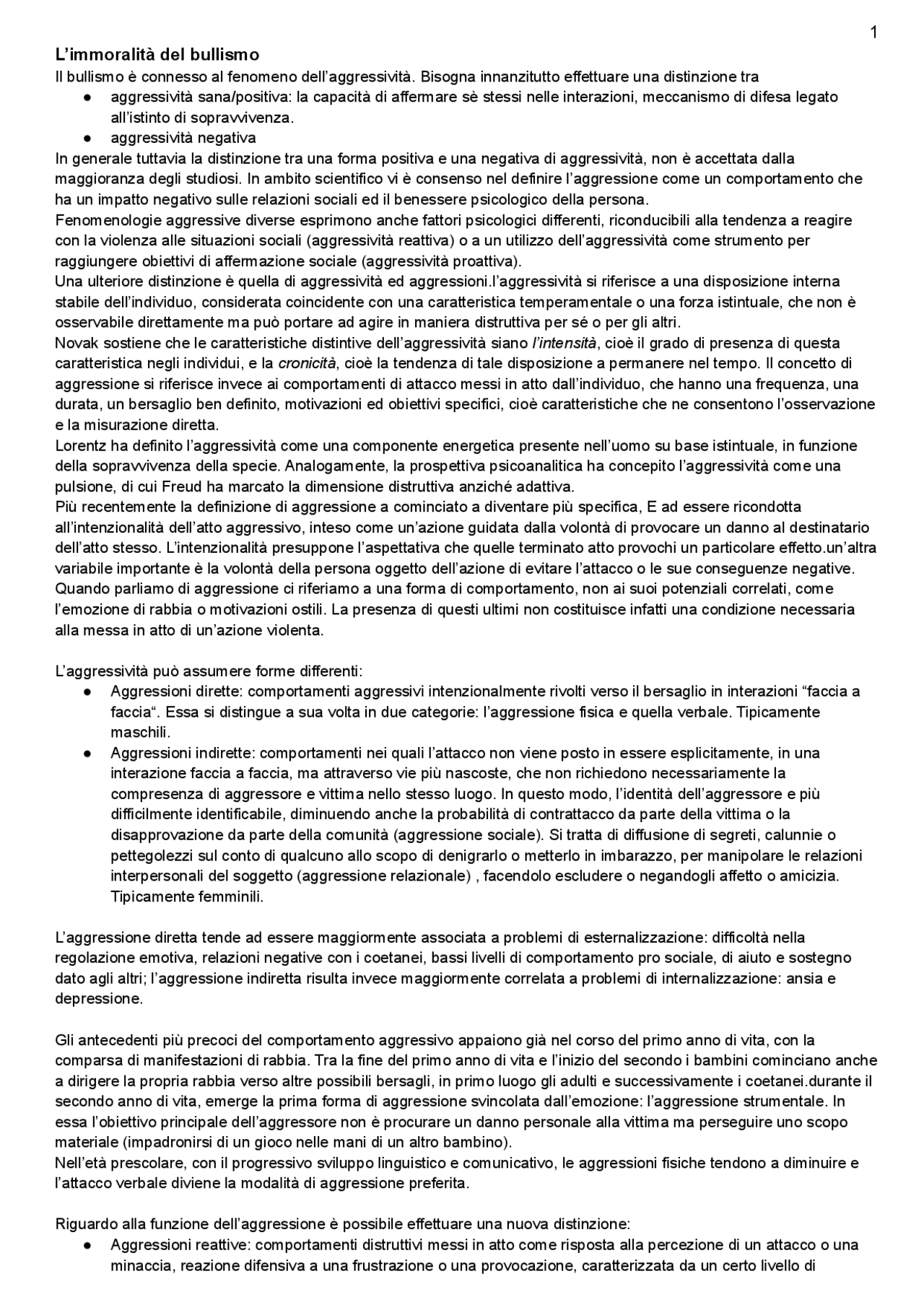 Riassunto Limmoralità Del Bullismo” Docsity