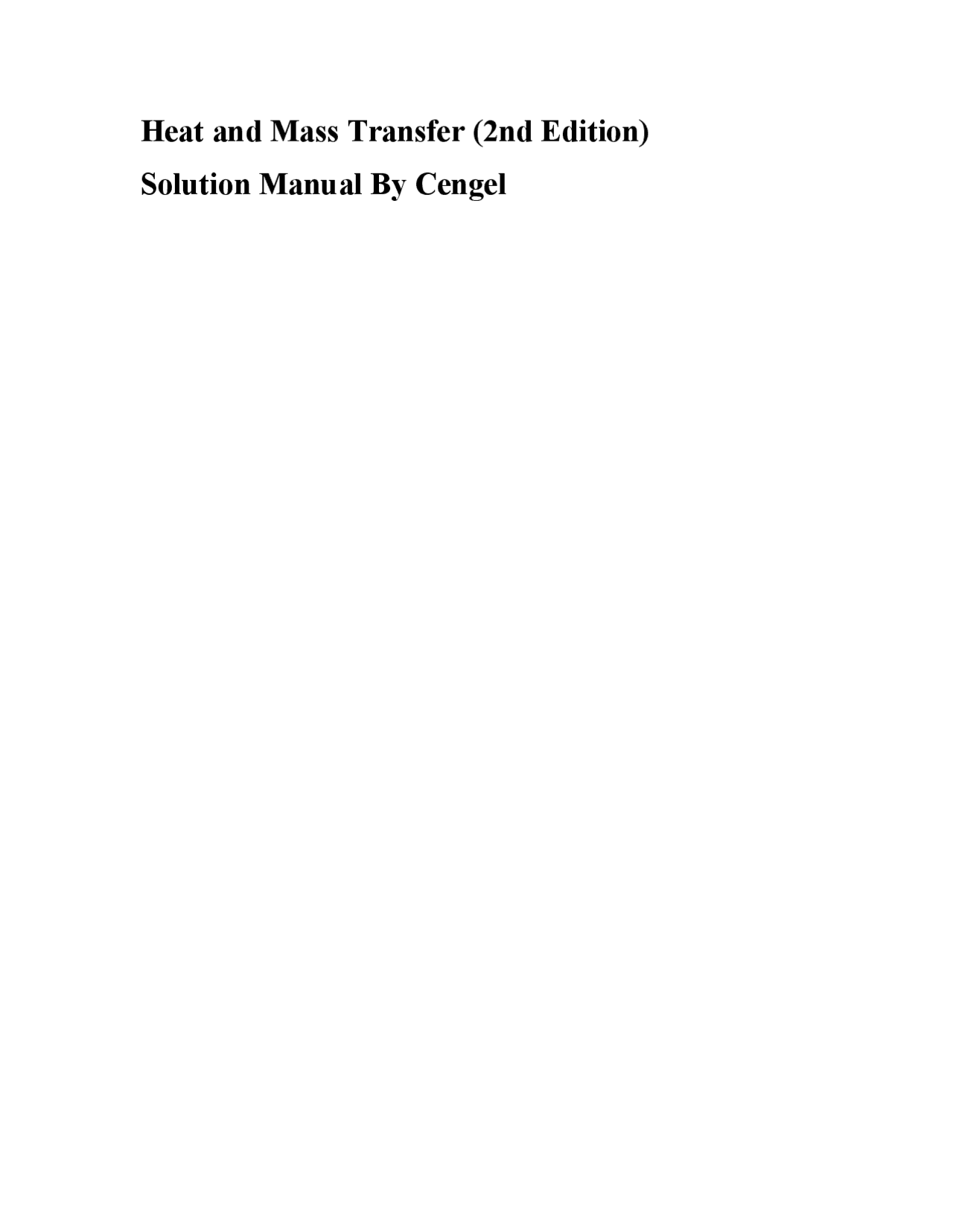 Heat And Mass Transfer 2nd Edition Solution Manual Docsity