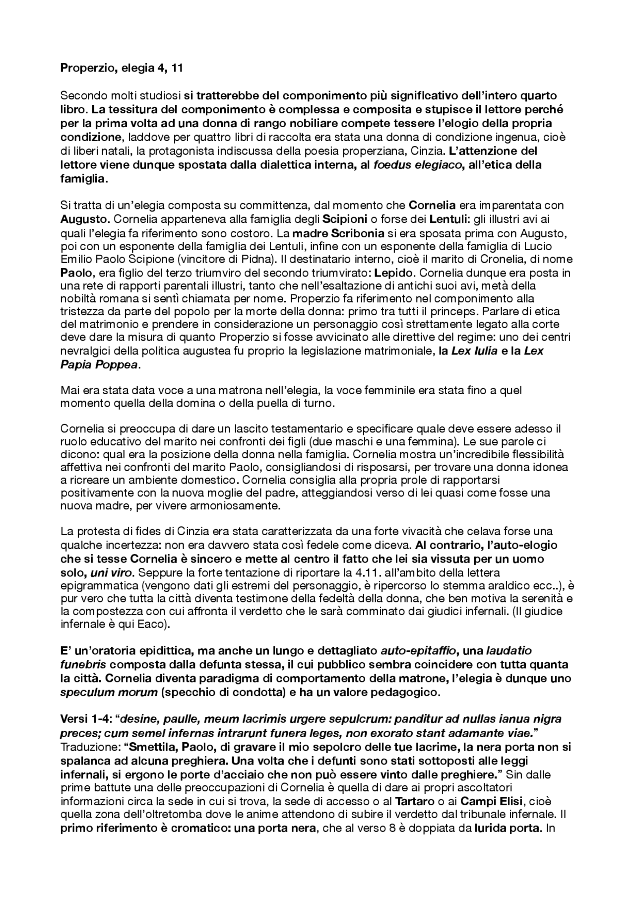 Appunti Sullelegia 411 Di Properzio Docsity