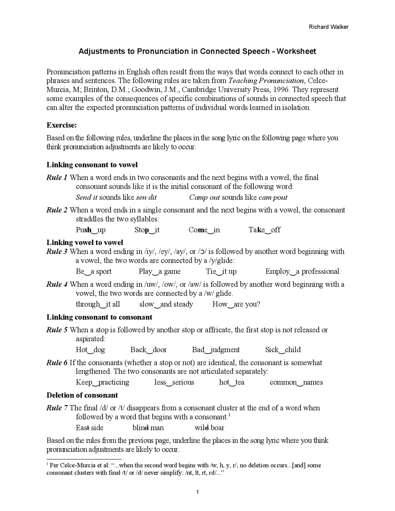 Adjustments to Pronunciation in Connected Speech - Docsity