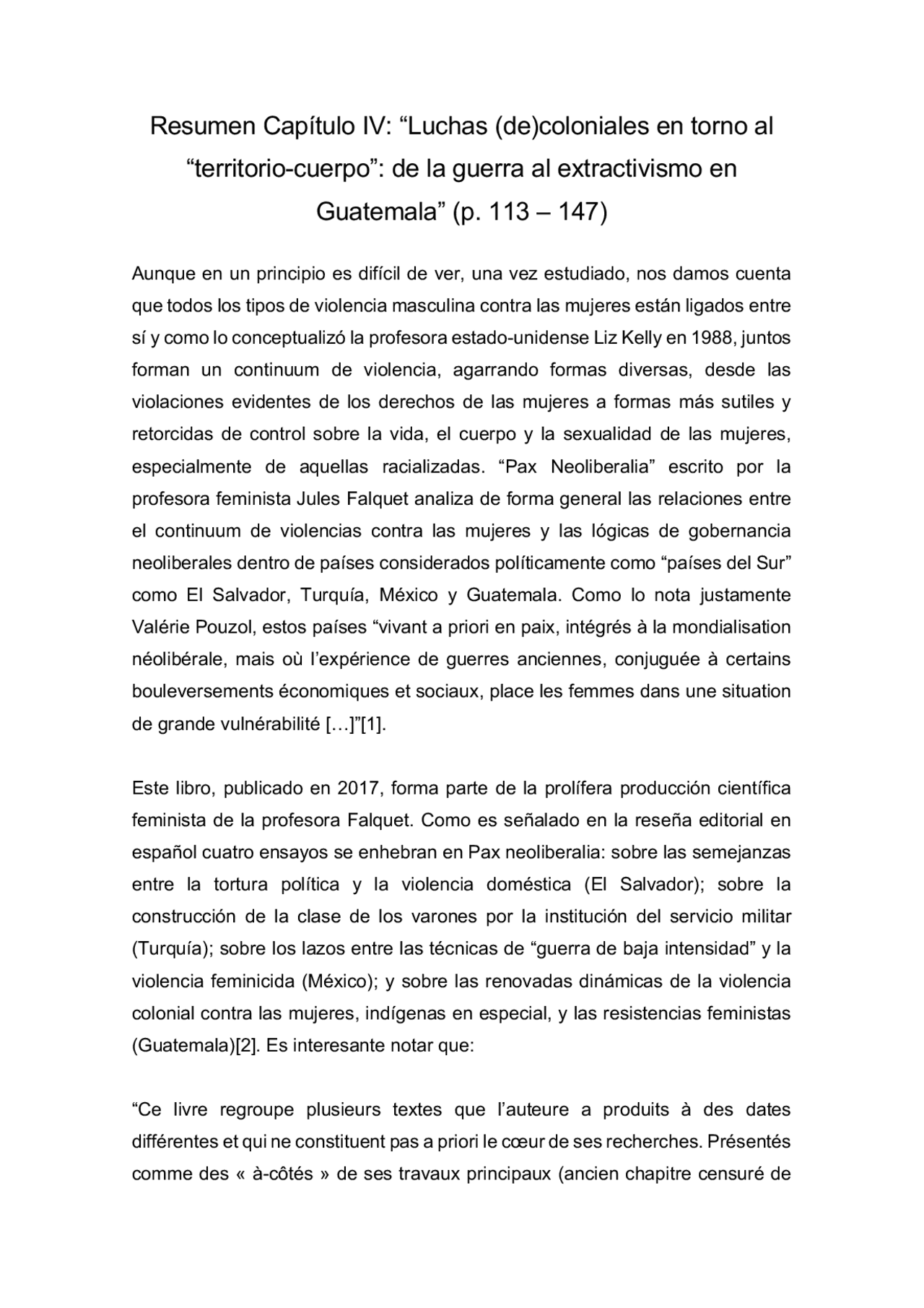 Resum Del Text De Jules Feminisme Docsity