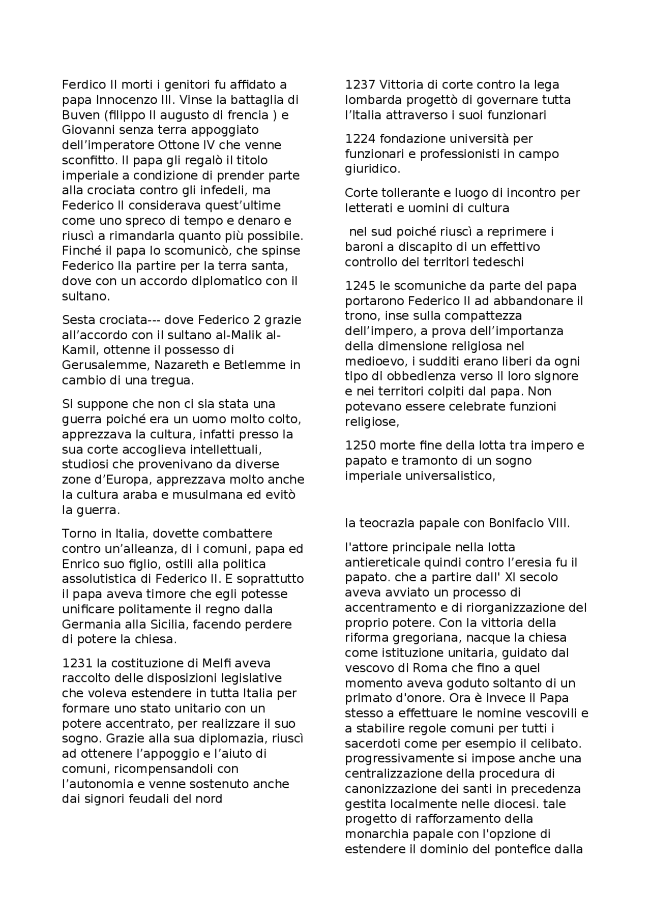 Federico Ii Sintesi Docsity