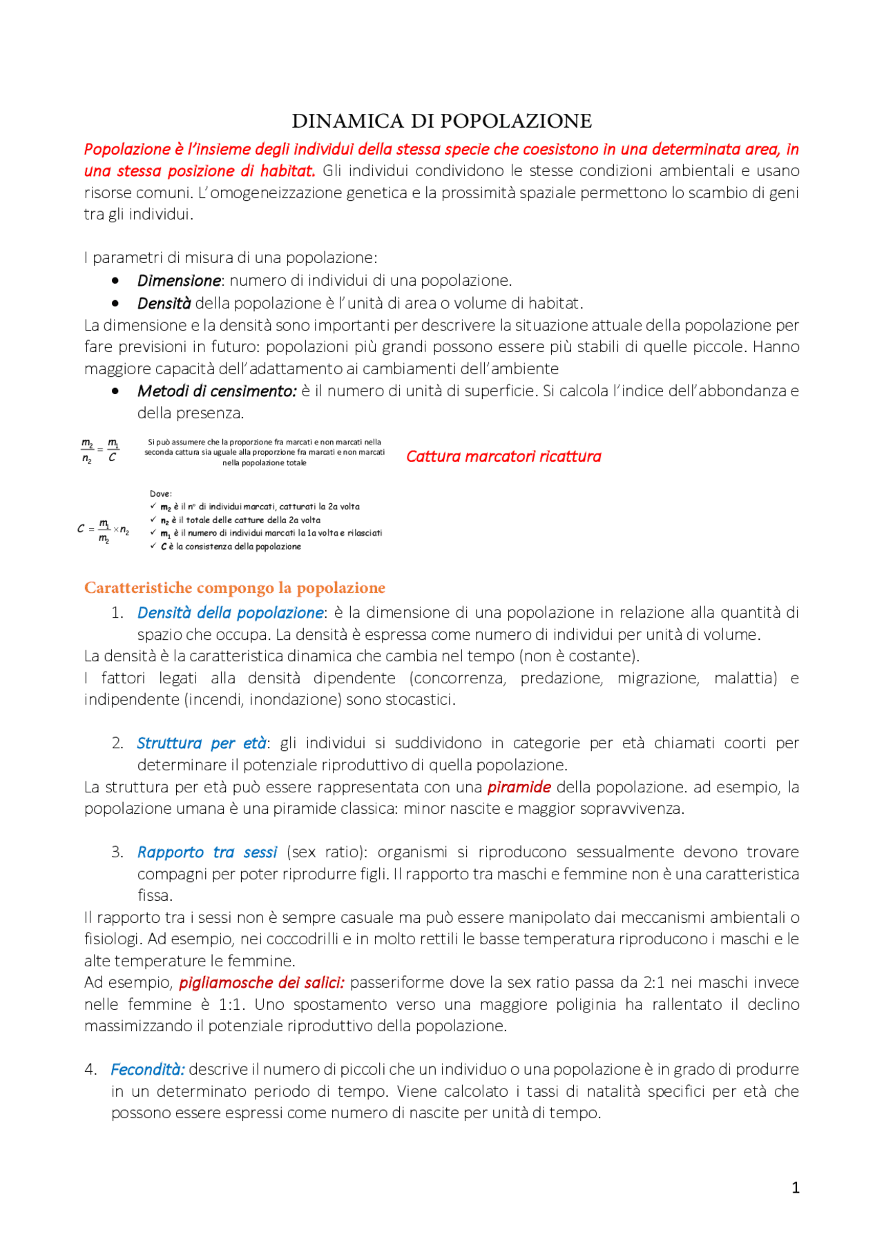 Biologia E Genetica Di Popolazione Bioevo Docsity
