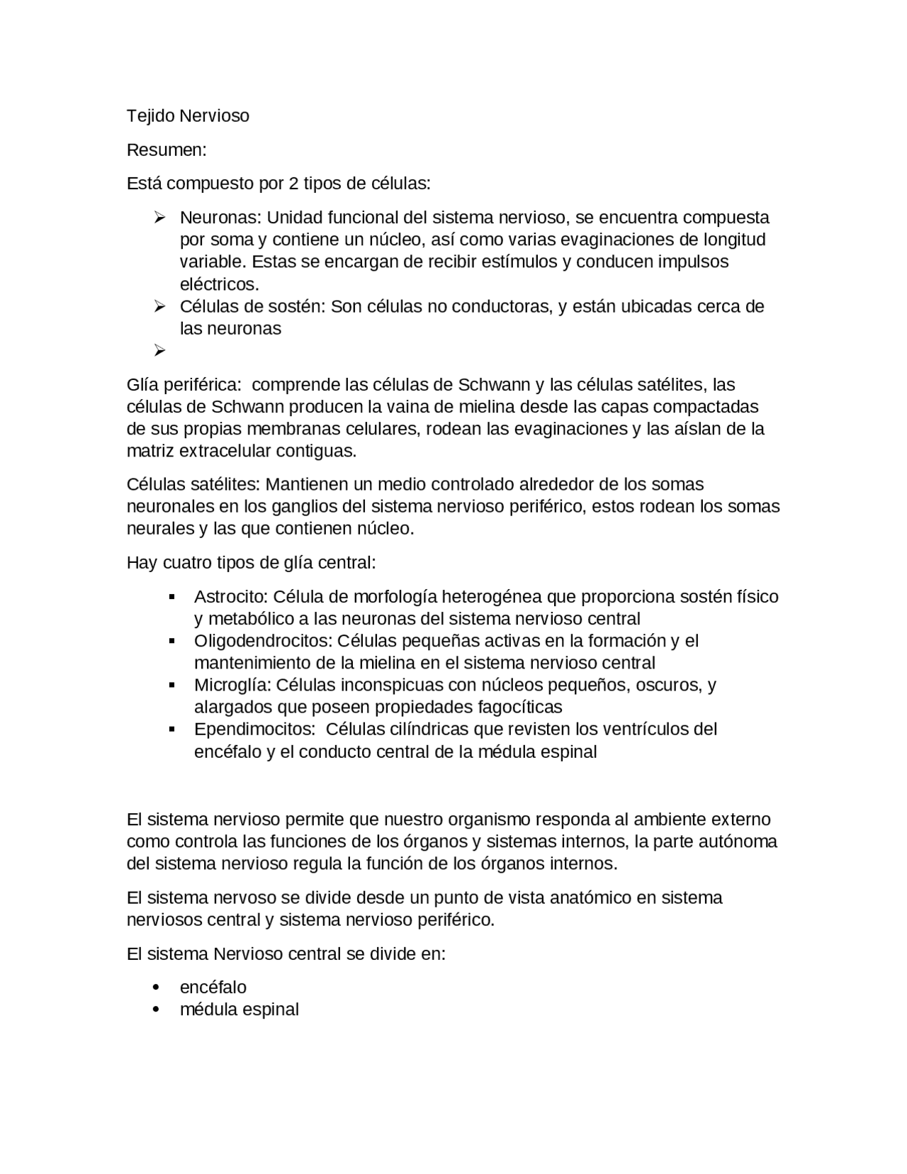 Sistema Nervioso Ross Resumen Docsity