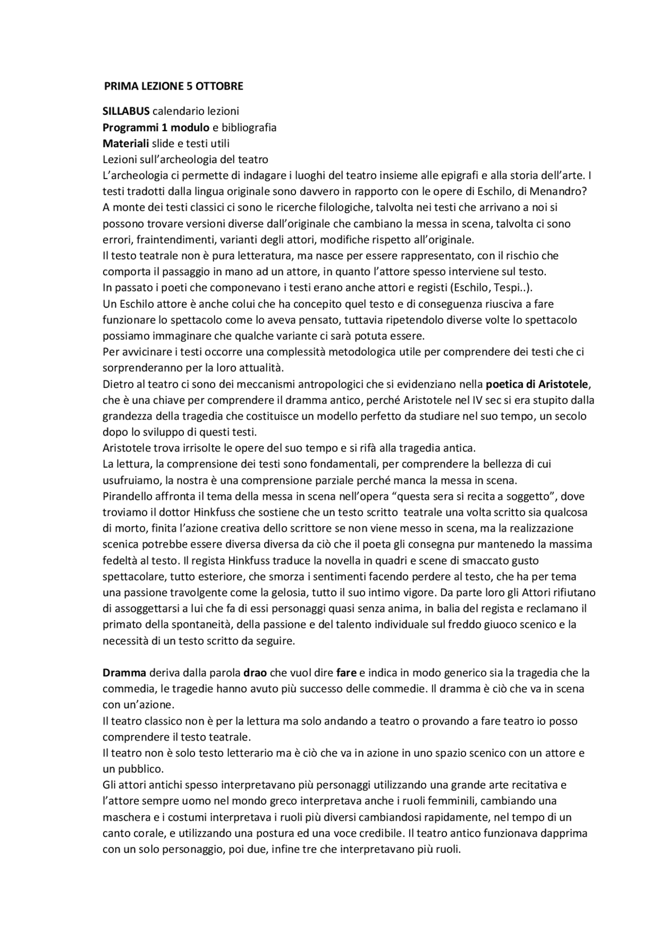 Appunti Di Tutte Le Lezioni Modulo A Storia Del Teatro Greco E Latino