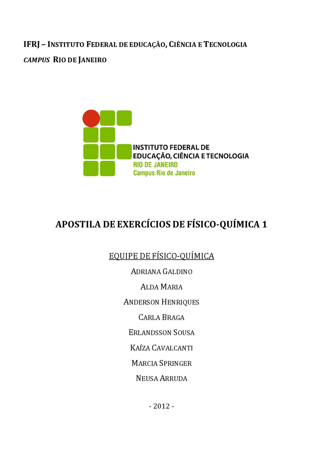 Exercícios De Físico Química Docsity