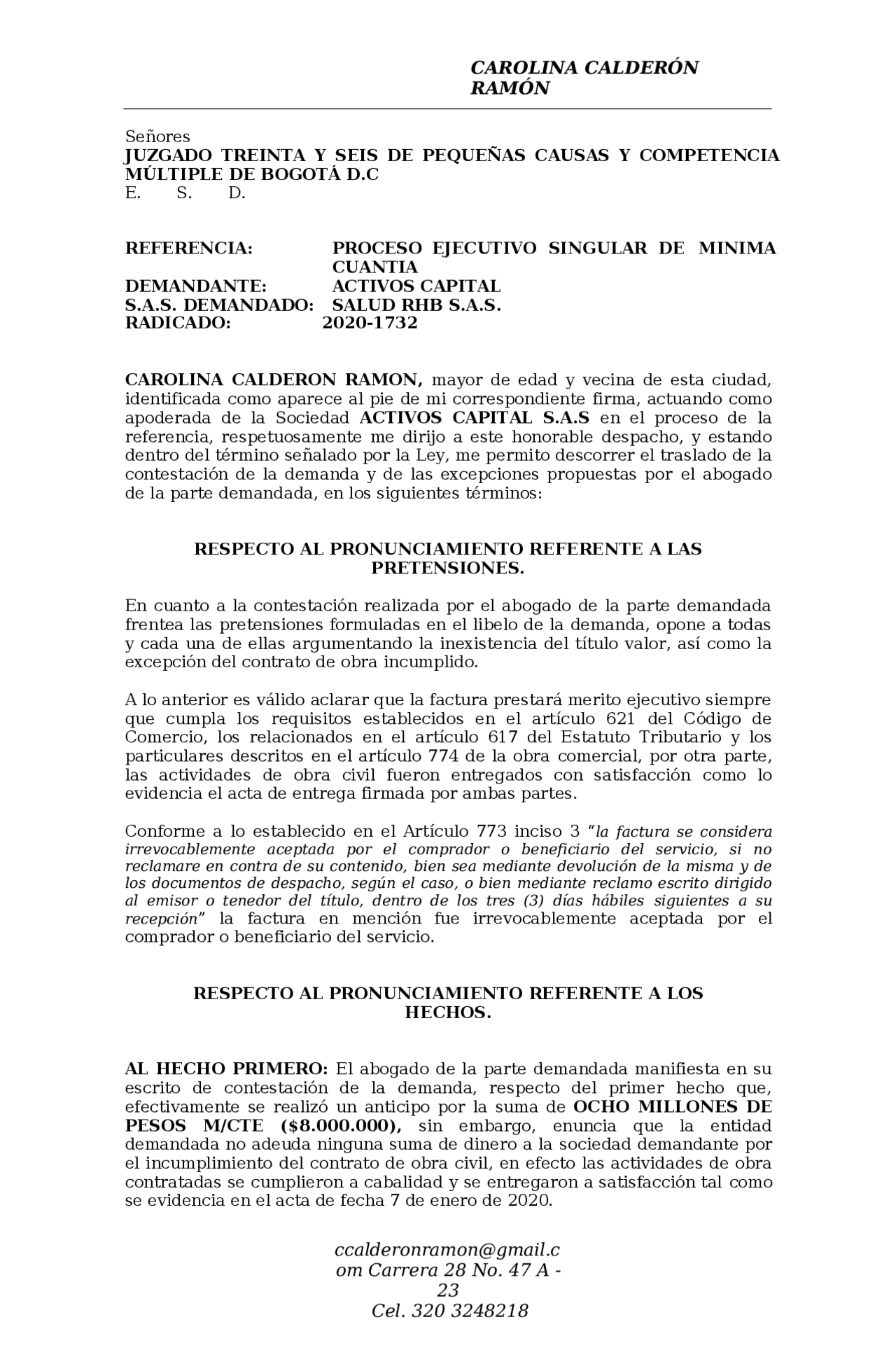 GUIA CONTESTACION EXCEPCIONES PREVIAS - Docsity