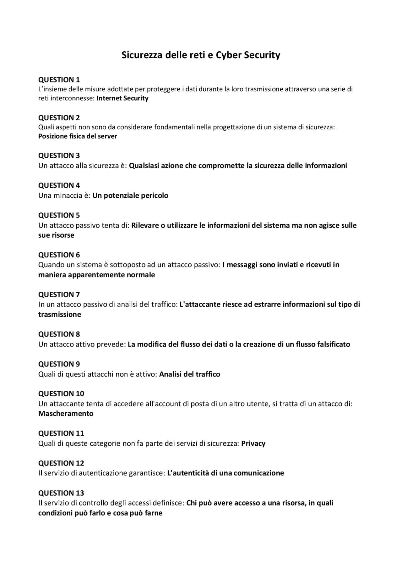 Sicurezza Delle Reti E Cyber Security Docsity