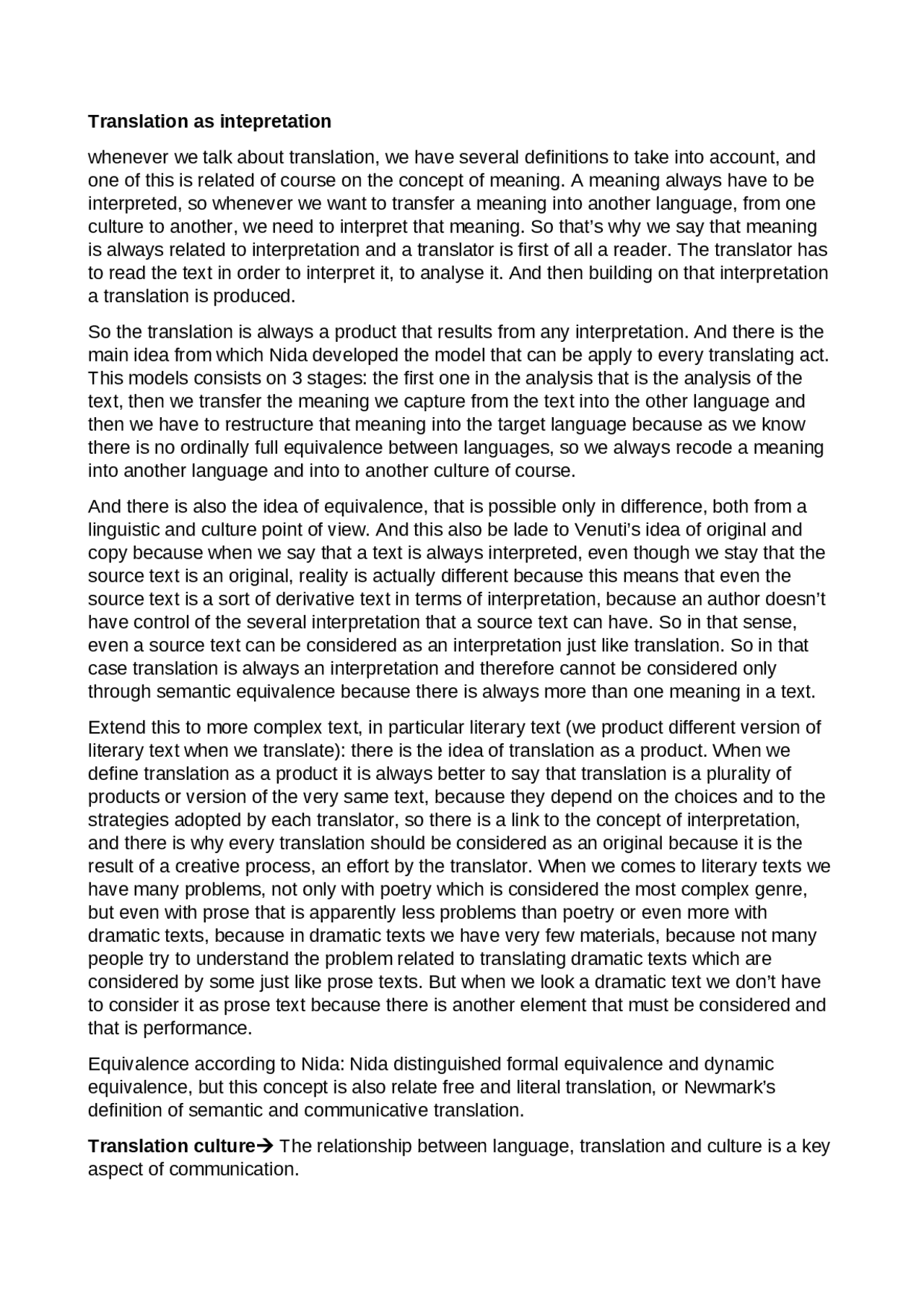 Translation As Interpretation Docsity