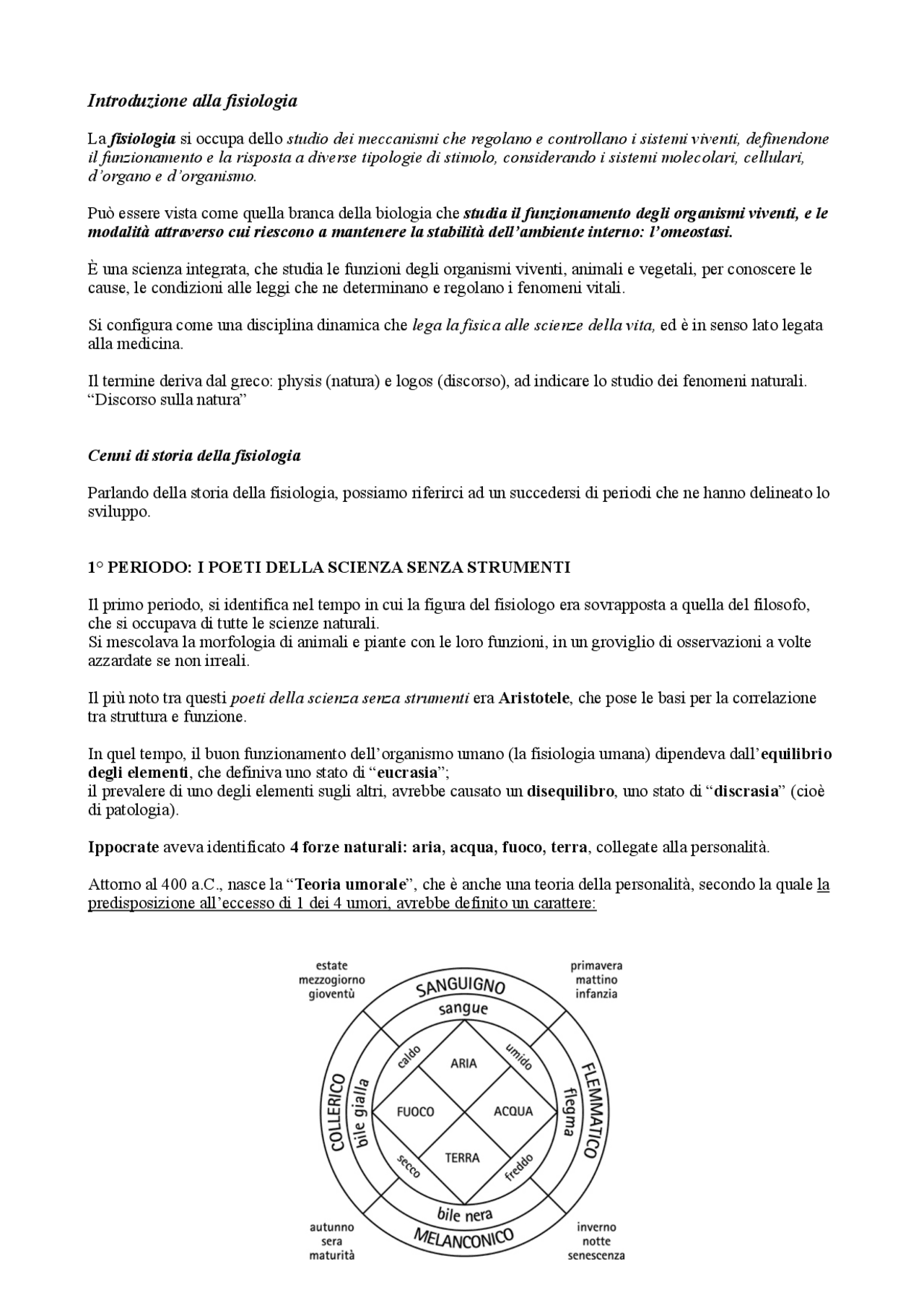 C1 Introduzione Alla Fisiologia Docsity