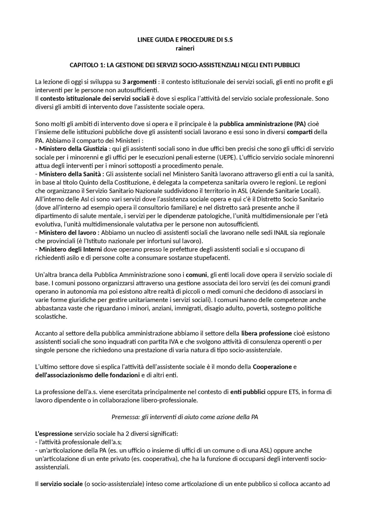 Riassunto Linee Guida E Procedure Di Ss Esame Metodi E Tecniche