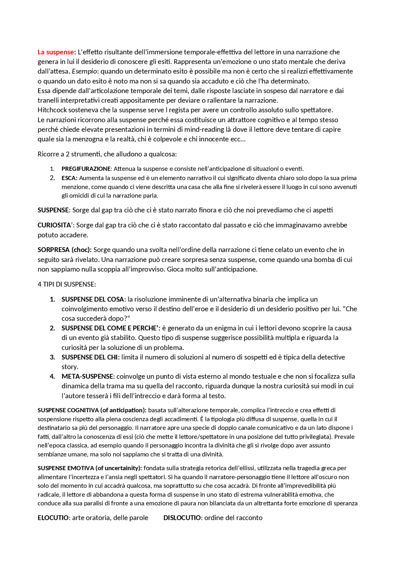 Riassunto Libro La Suspence Docsity