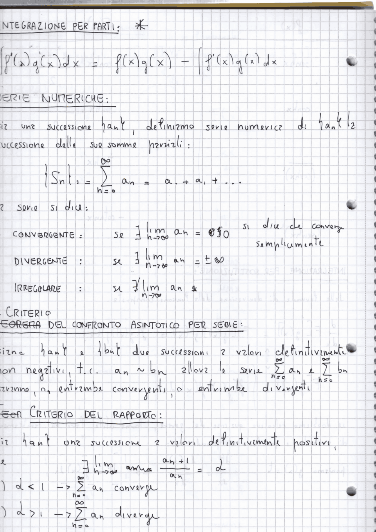 Serire Numeriche Analisi Matematica I Docsity