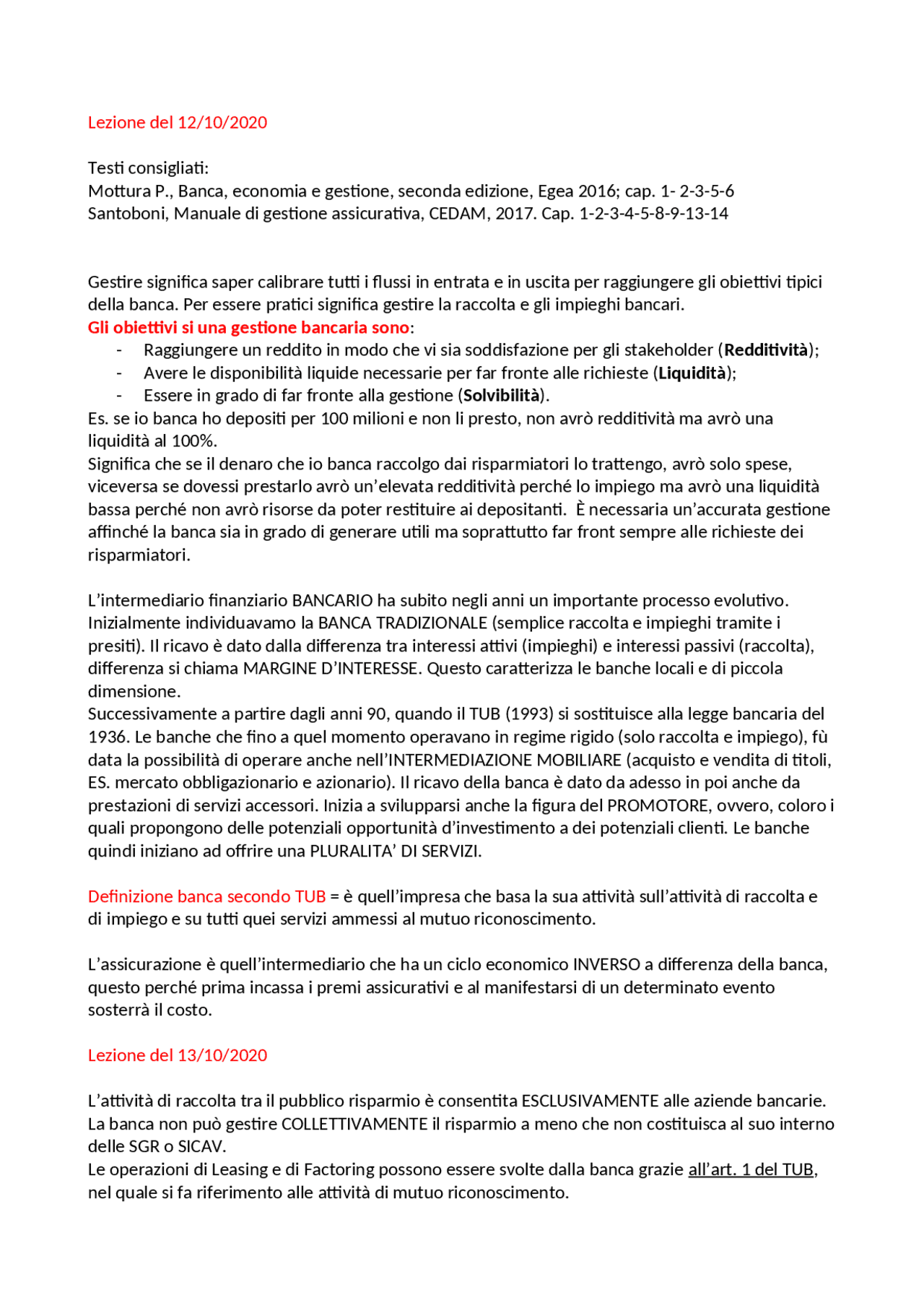 Appunti Di Gestione Delle Banche E Delle Assicurazioni Docsity
