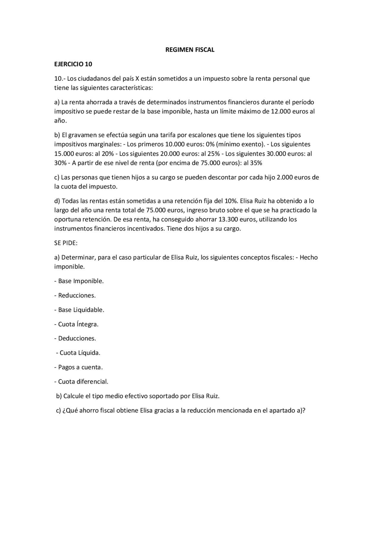 Ejercicios Tipo De Examen Ejercicios De Fiscalidad Empresarial Docsity