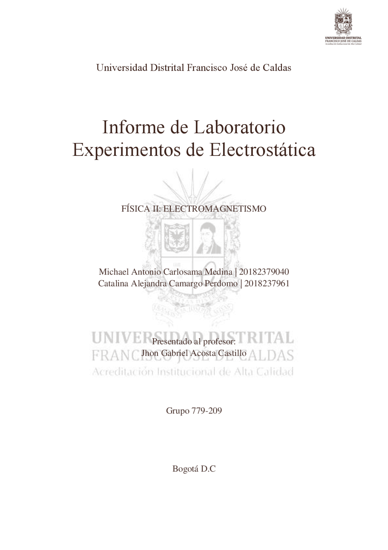 Informe Laboratorio ElectrostÁtica Guías Proyectos Investigaciones
