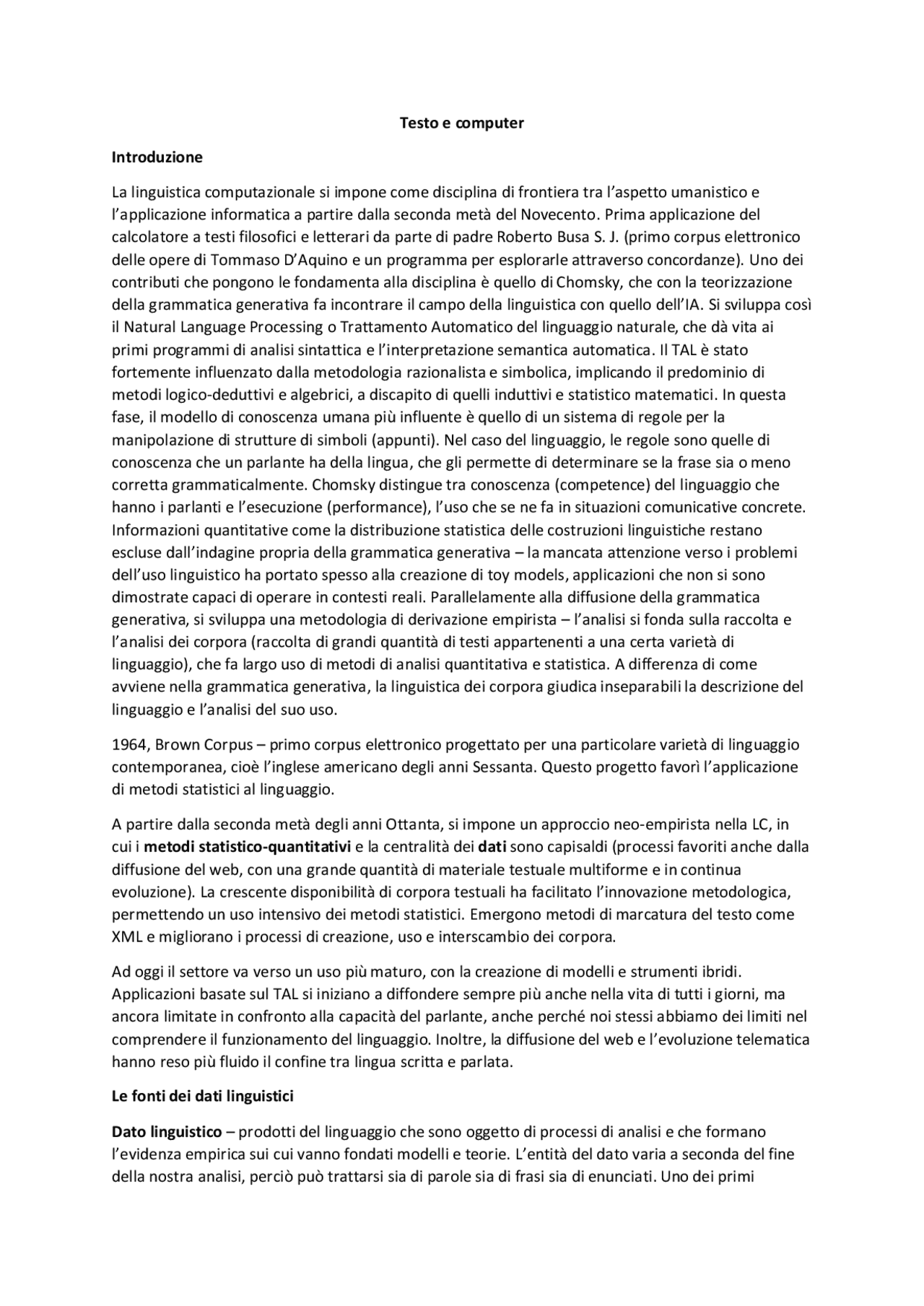 Testo E Computer E Corpus Linguistics Docsity