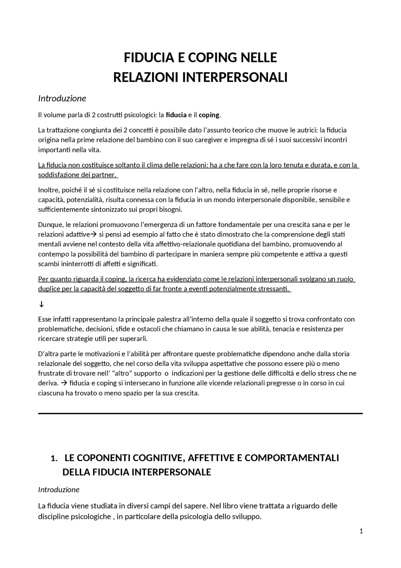 Riassunto Fiducia E Coping Docsity