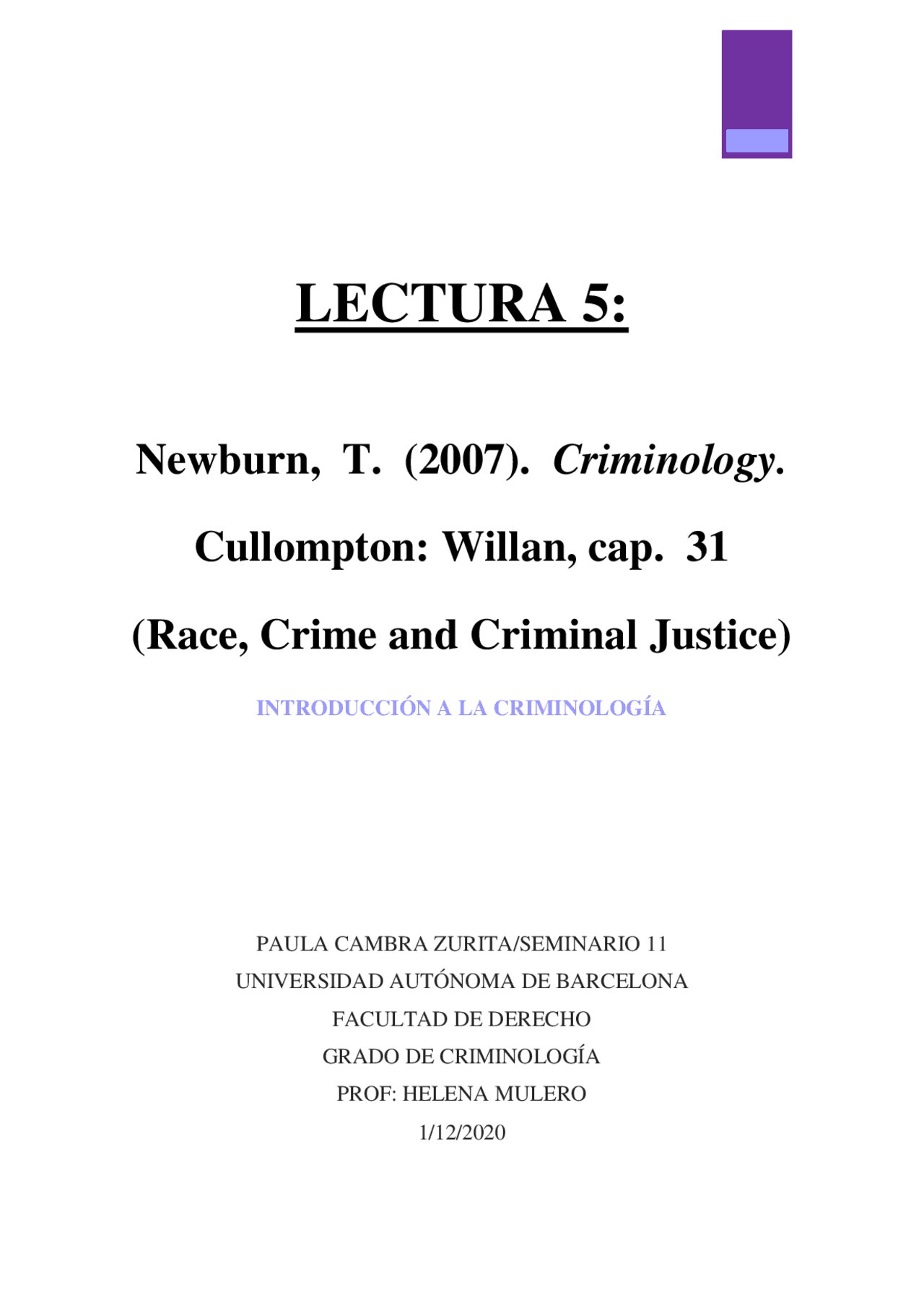 Ejercicios lectura 5. Race - Docsity