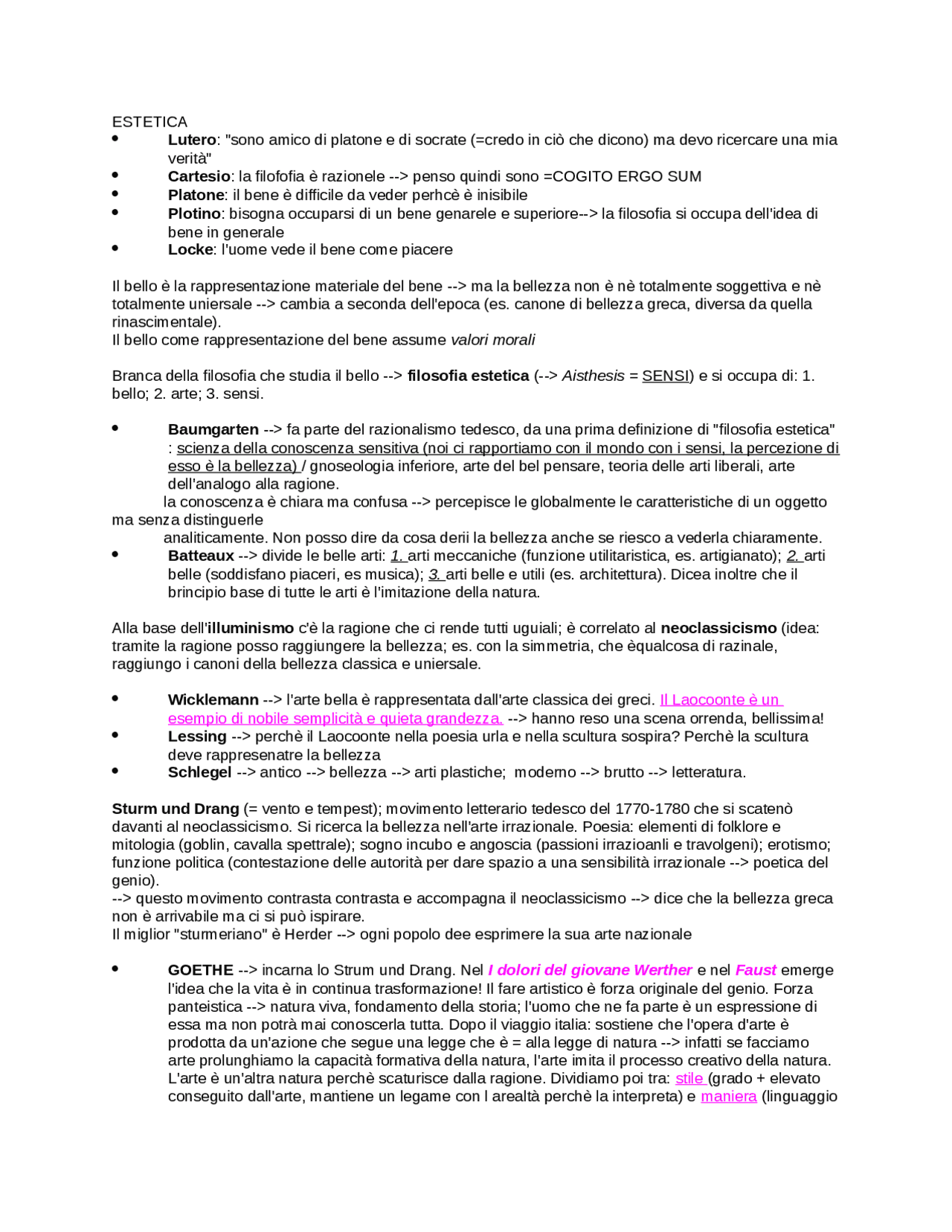 Nomi e Concetti Estetica B - Docsity