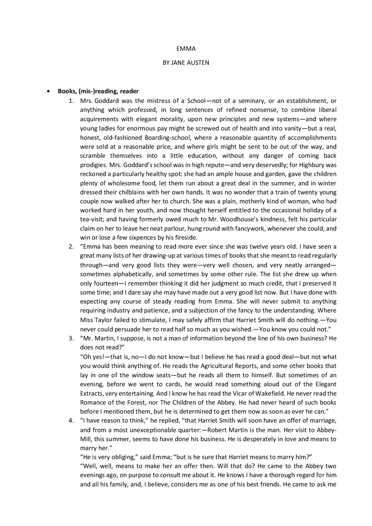 Emma by Jane Austen (passages) - Docsity