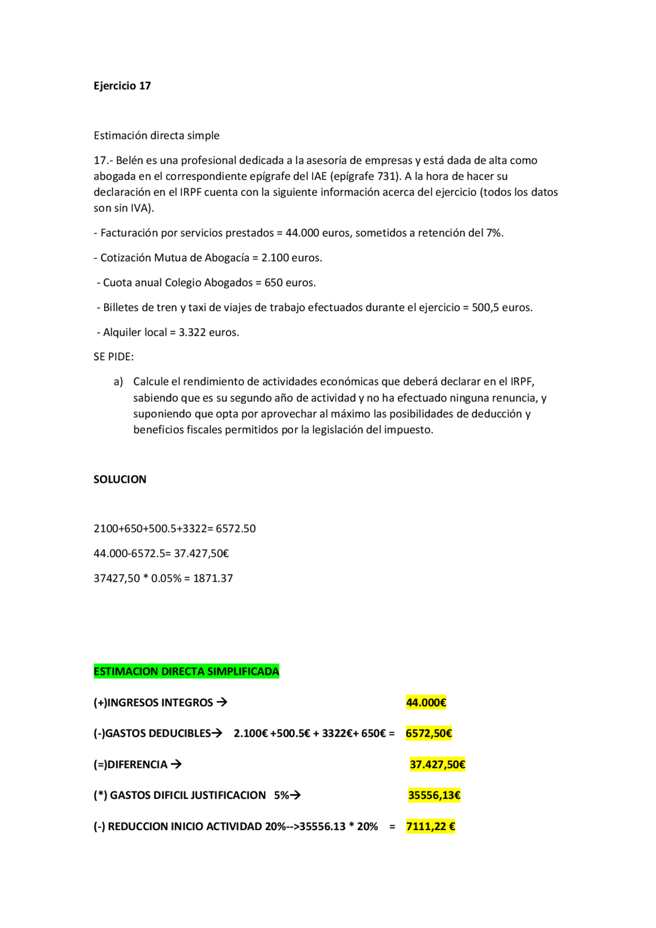 Regimen Fiscal Ejercicios Docsity