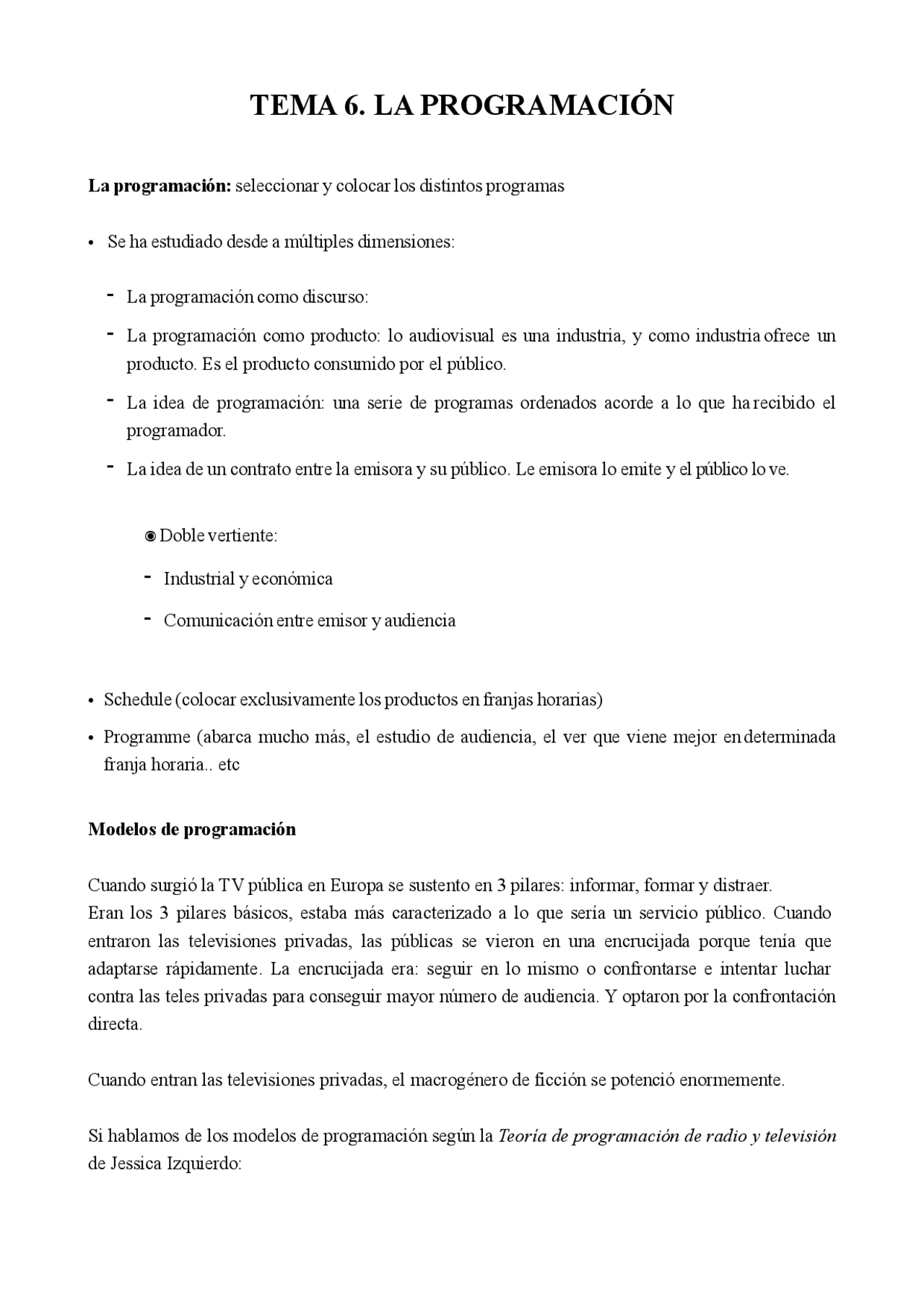 Tema 6 La Programación Docsity