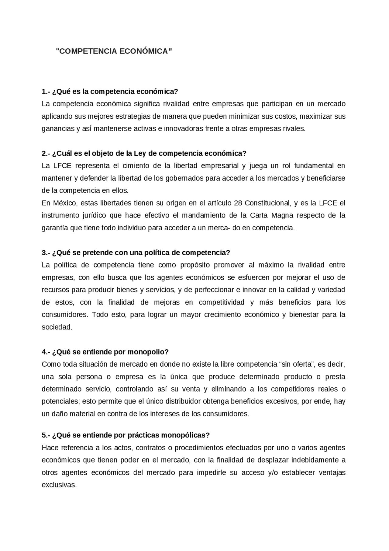 Competencia Económica - Docsity