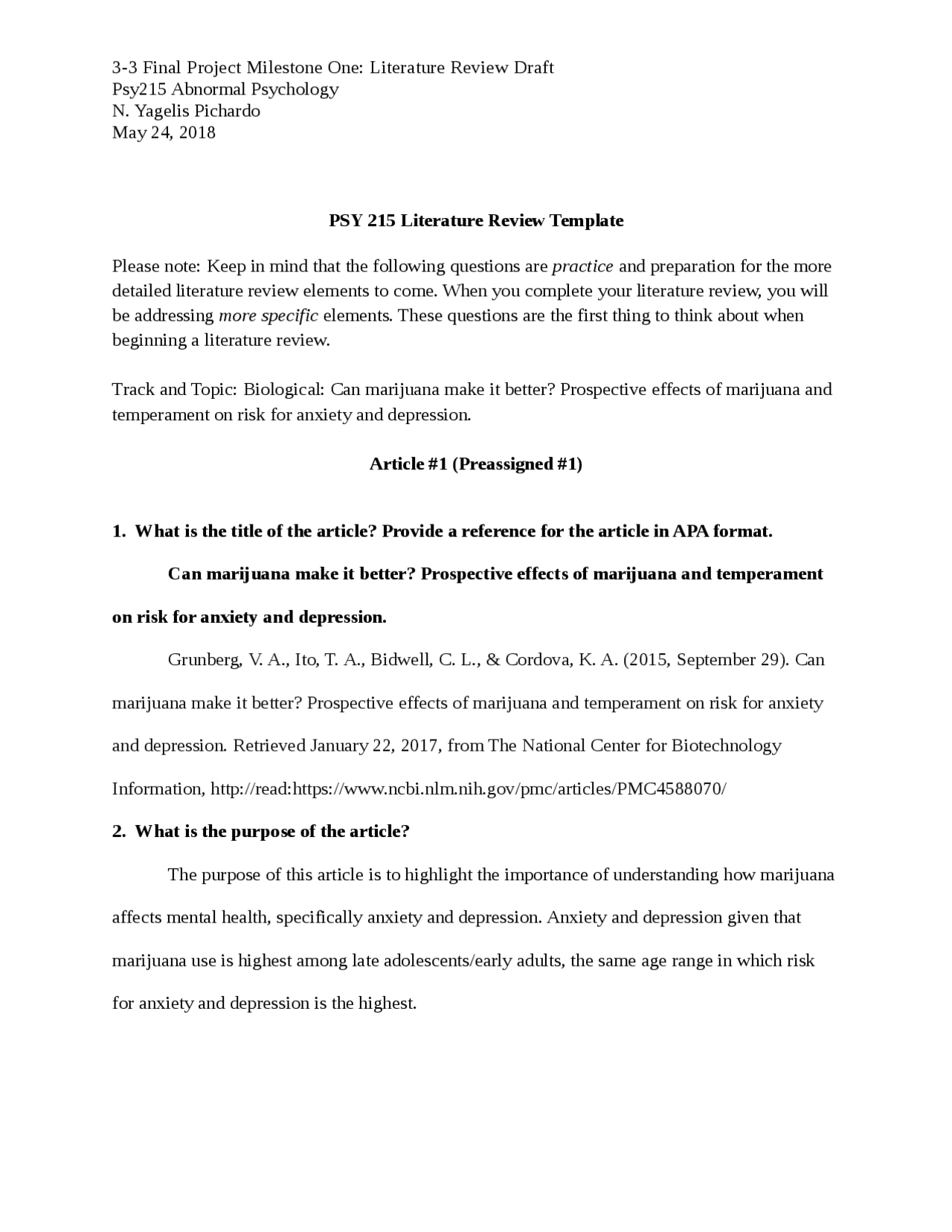 Psy215 3 3 Final Project Milestone One Literature Review Draft Docsity
